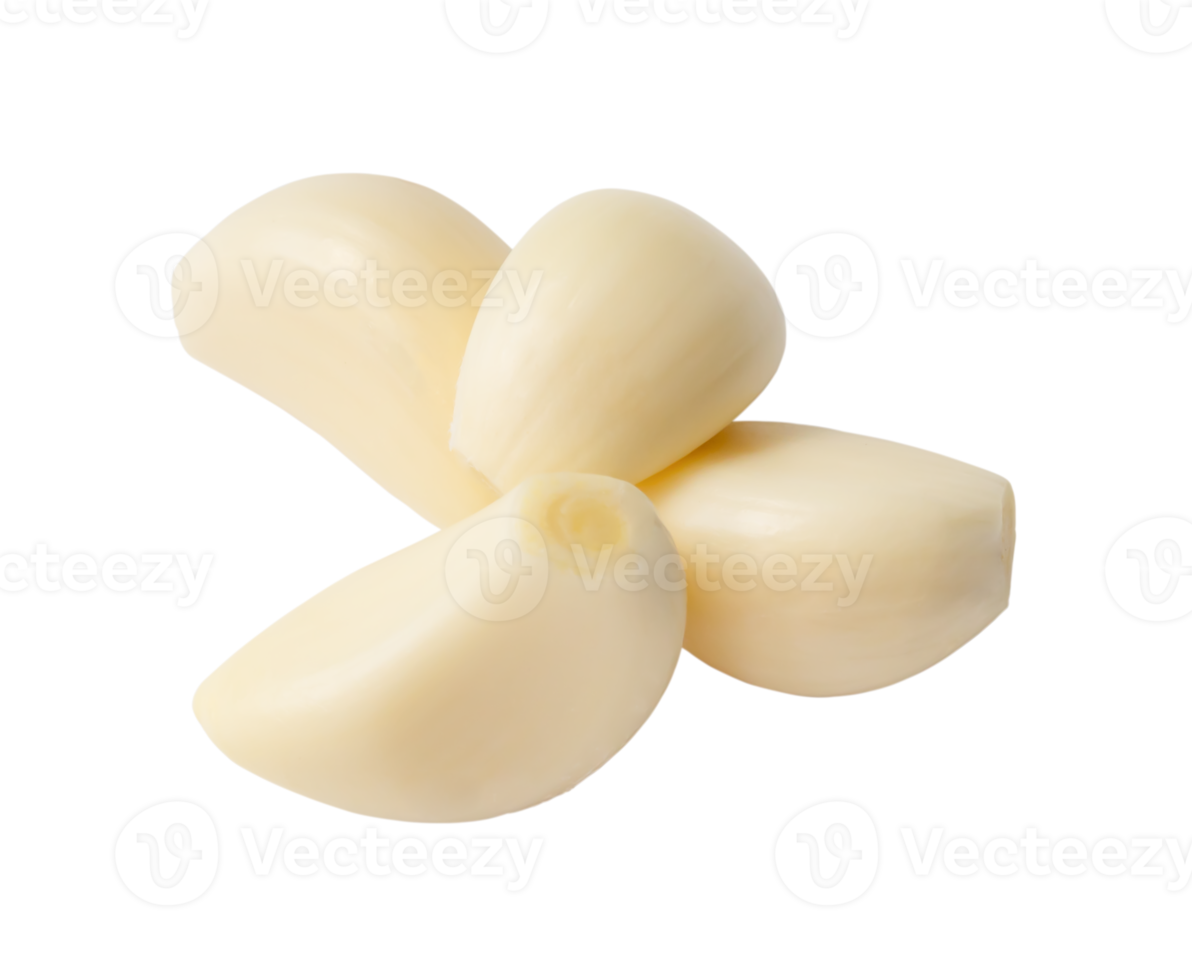 Top View Peeled Garlic Cloves In Stack Isolated With Clipping Path In Png File Format Close Up