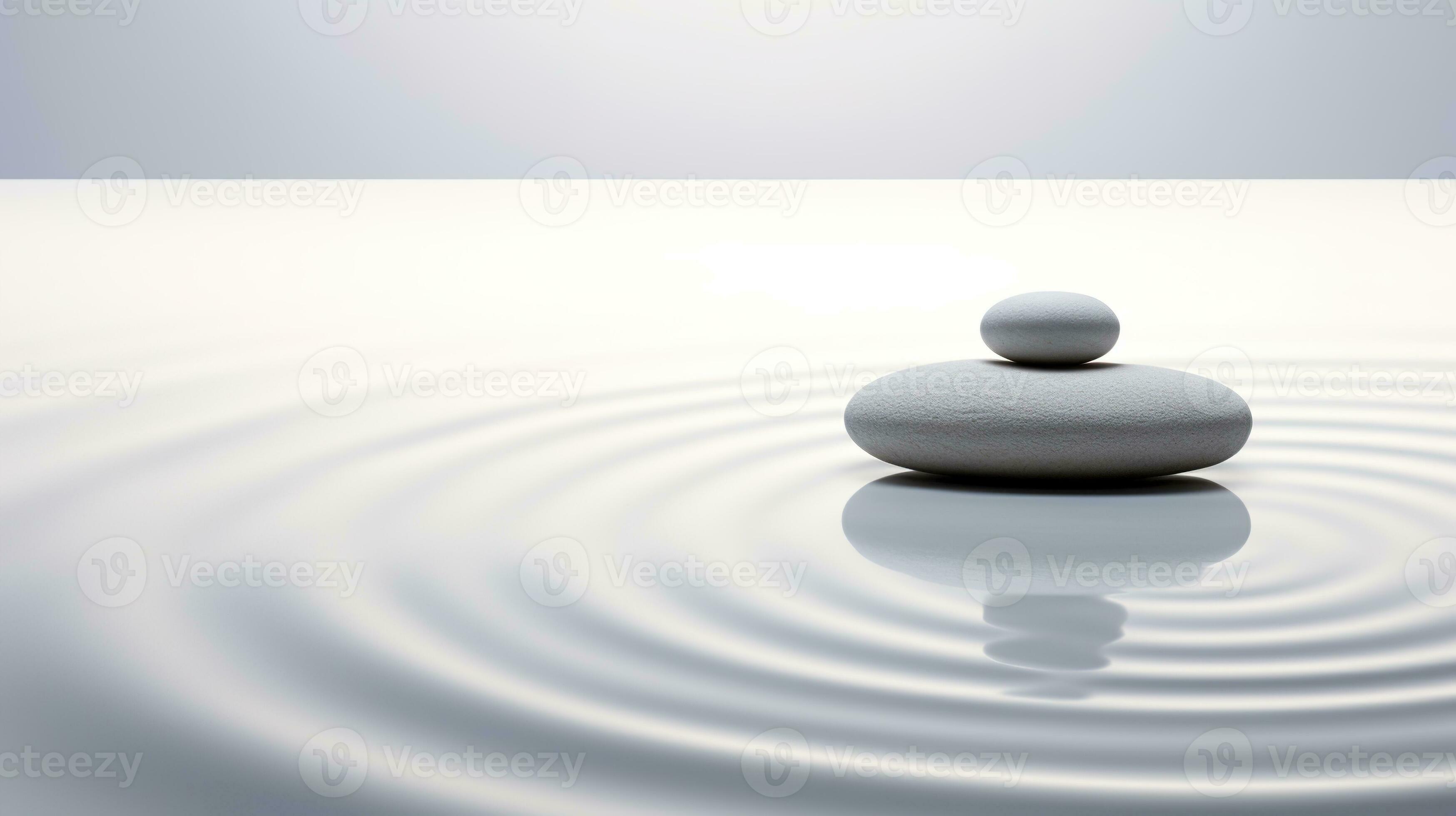 Generative AI, Zen garden, hypnotic simple illustration, calm relax and meditation concept ...