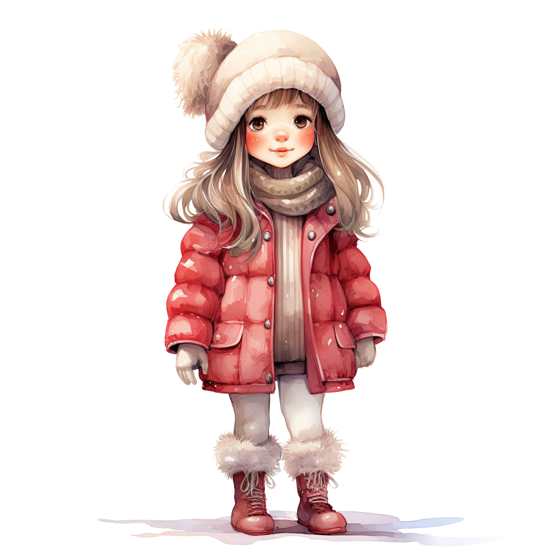 Girl Wearing Winter Clothes For Christmas Event Watercolor Style AI girl-wearing-winter-clothes-for-christmas-event-watercolor-style-ai