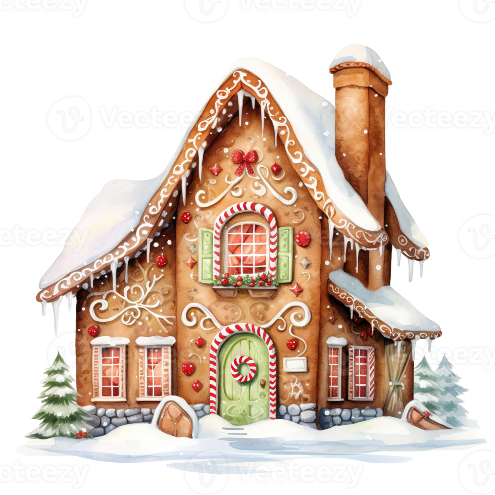 Gingerbread House For Christmas Event Watercolor Style Ai Generated