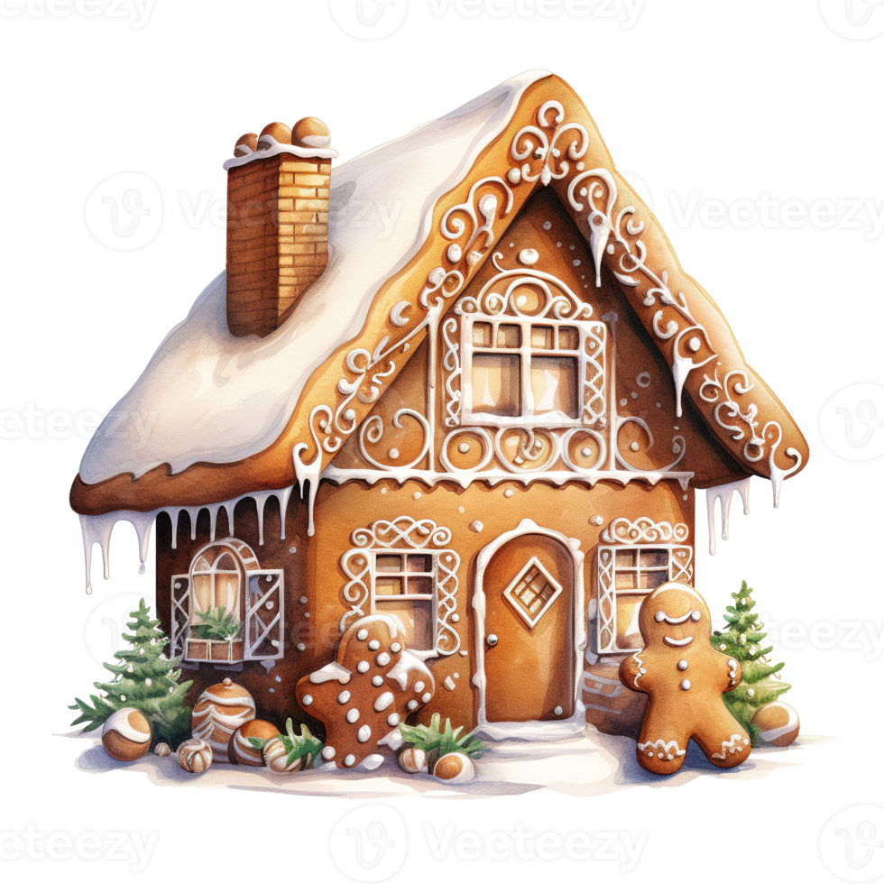 Gingerbread House For Christmas Event Watercolor Style Ai Generated