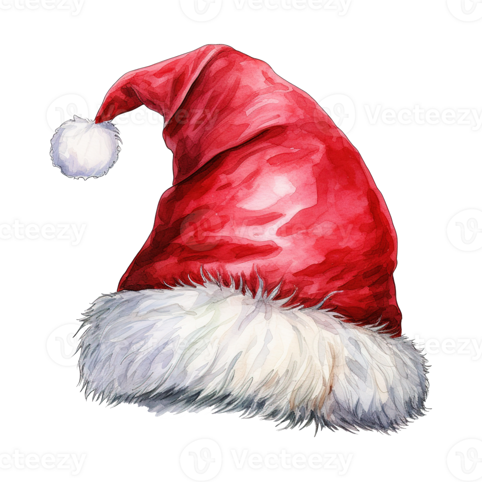 Santa Hat For Christmas Event Watercolor Style Ai Generated 28894461 Png