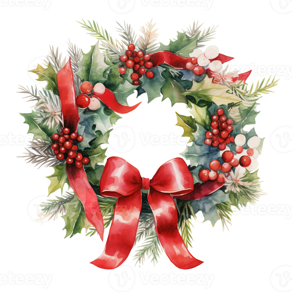 Christmas Wreath For Christmas Event Watercolor Style Ai Generated
