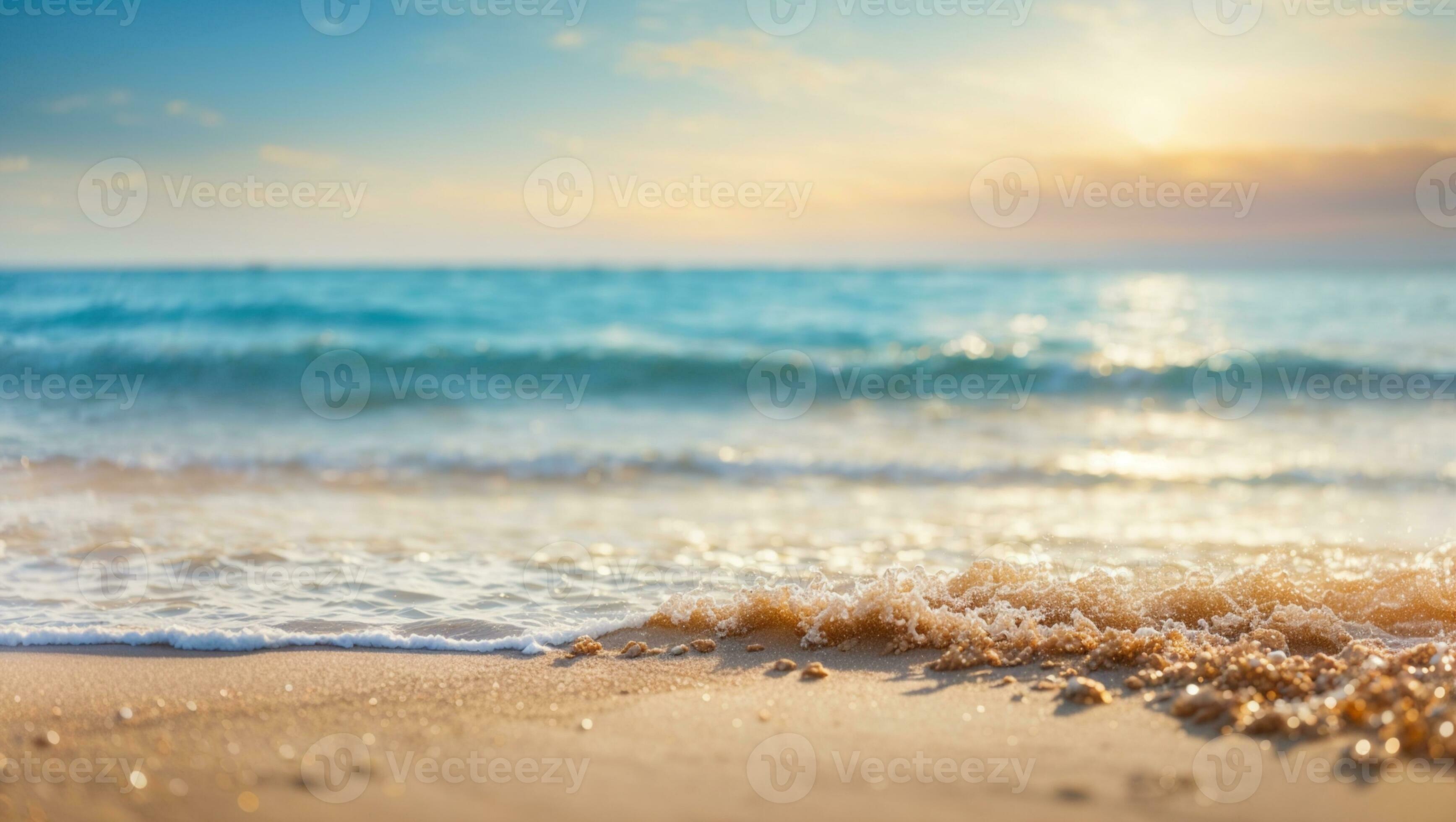 Seascape abstract beach background. blur bokeh light of calm sea and ...