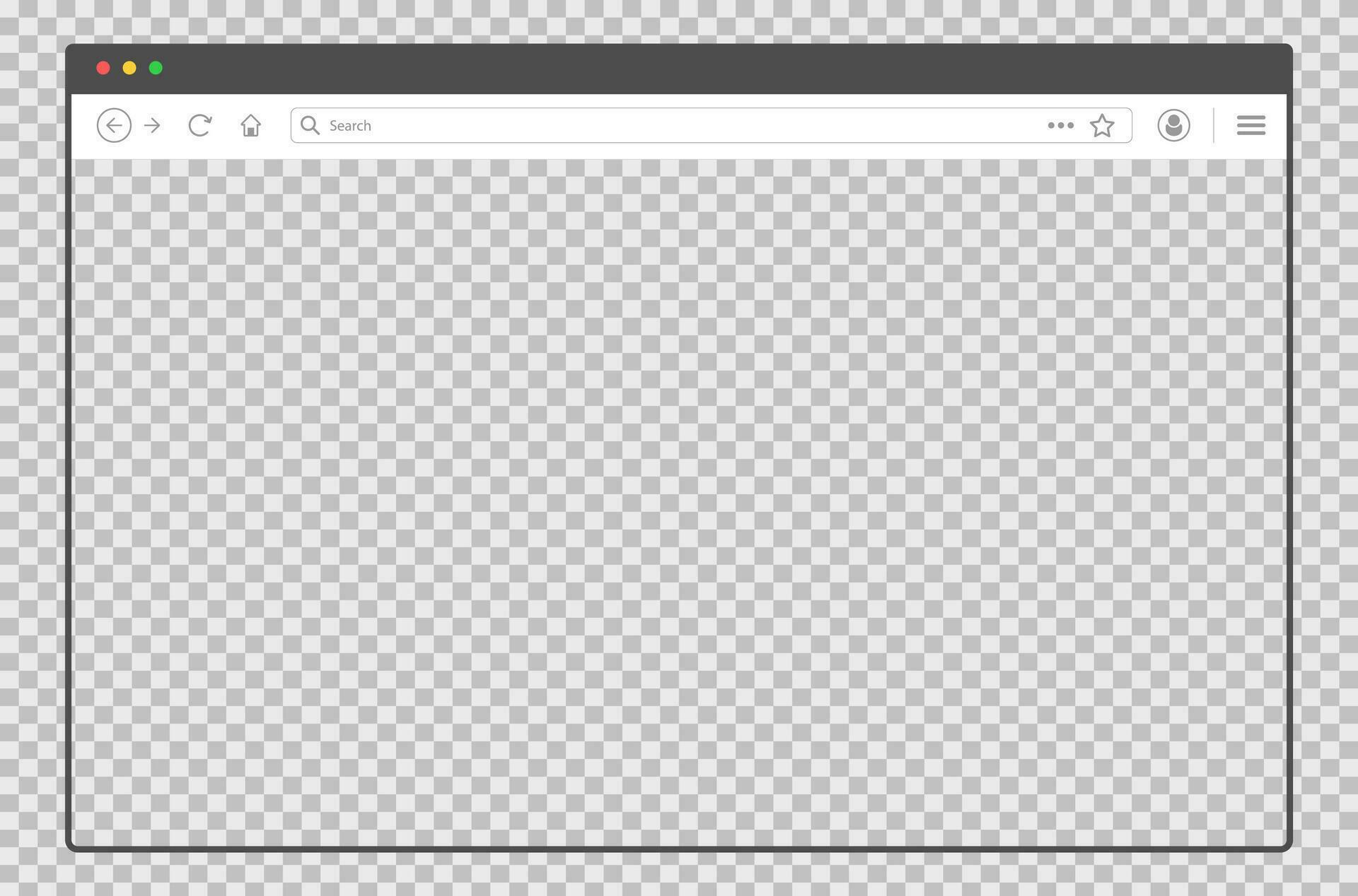 Outline browser window. Website mockup frame. Editable template of computer browser. Empty ...