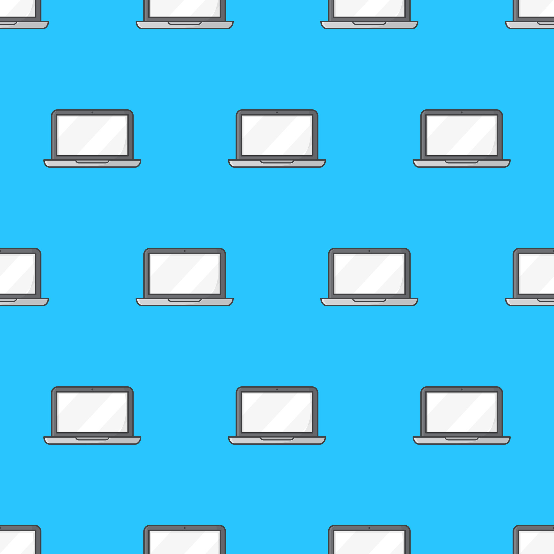 Laptop Seamless Pattern On A Blue Background. Laptop Computer Theme ...