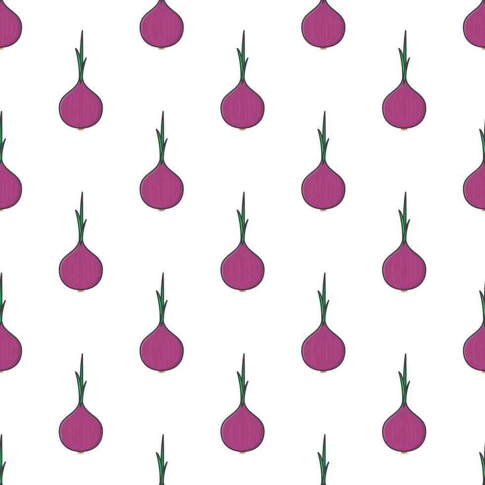 Onion Seamless Pattern On A White Background. Vegetable Theme Vector ...