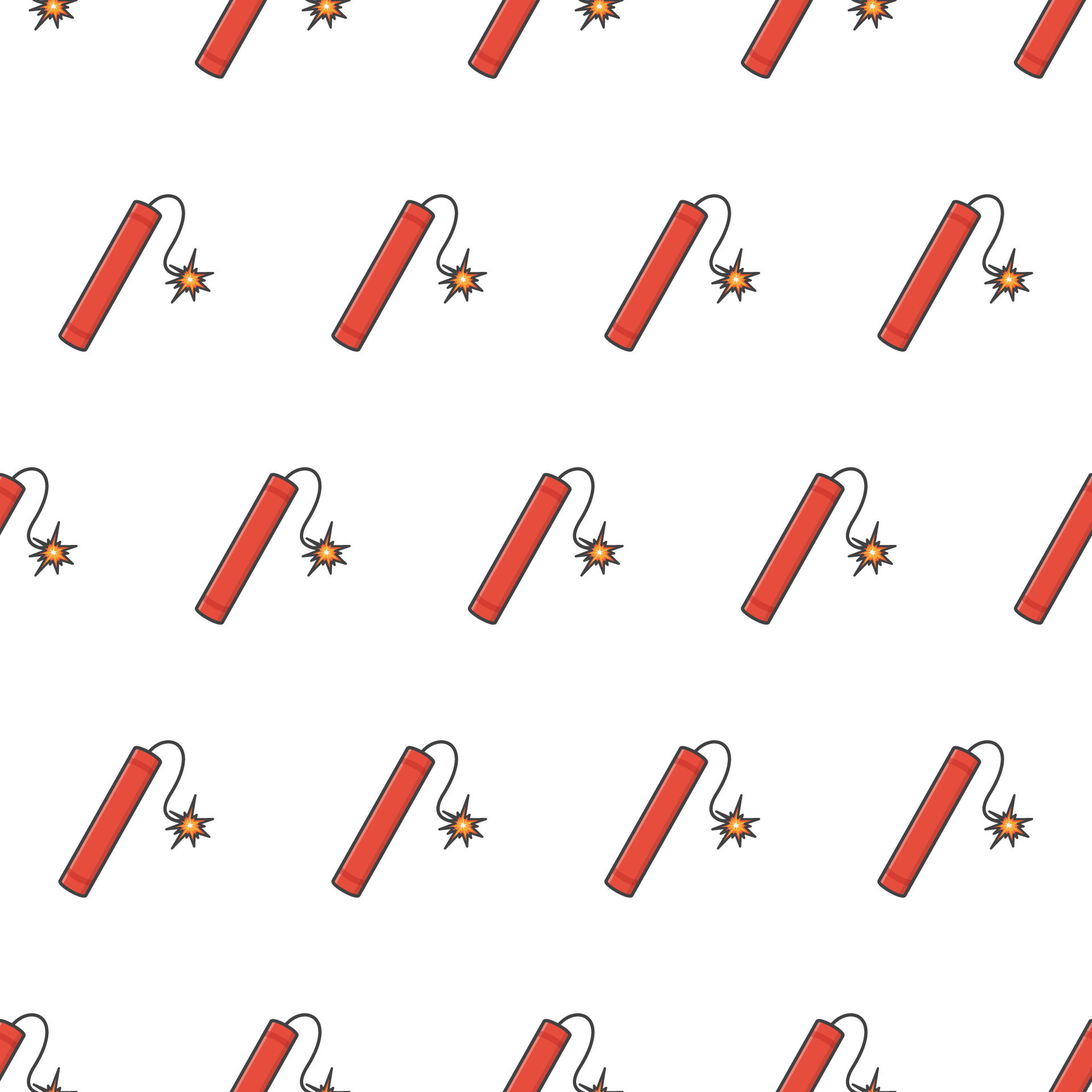 Explosive Dynamite Seamless Pattern On A White Background. Dynamite ...