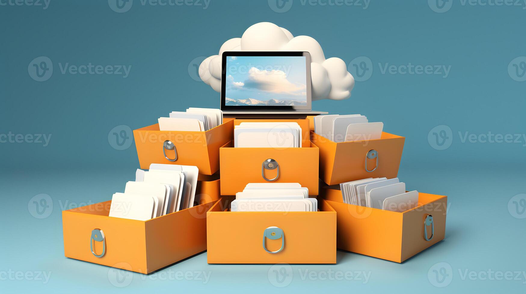 Cloud Data Storage Database Cloud Computing Concept 29088651 Stock