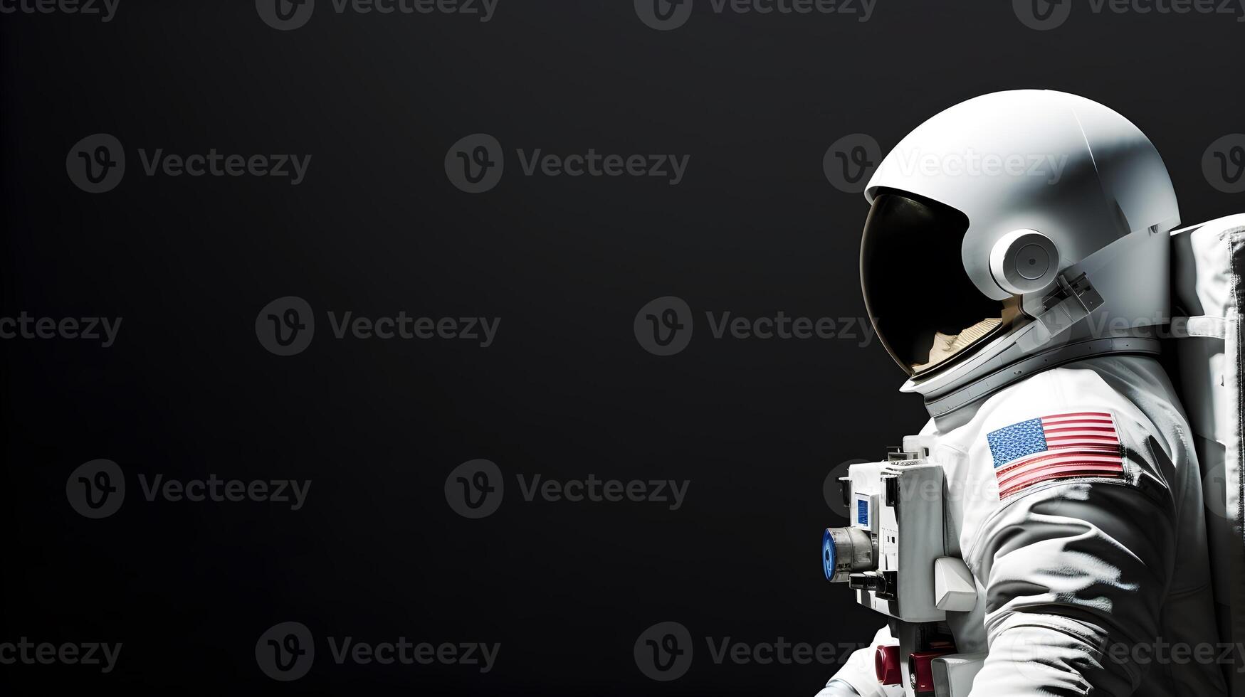 Side view of spaceman or astronaut isolated on black background 29088828 Stock Photo at Vecteezy