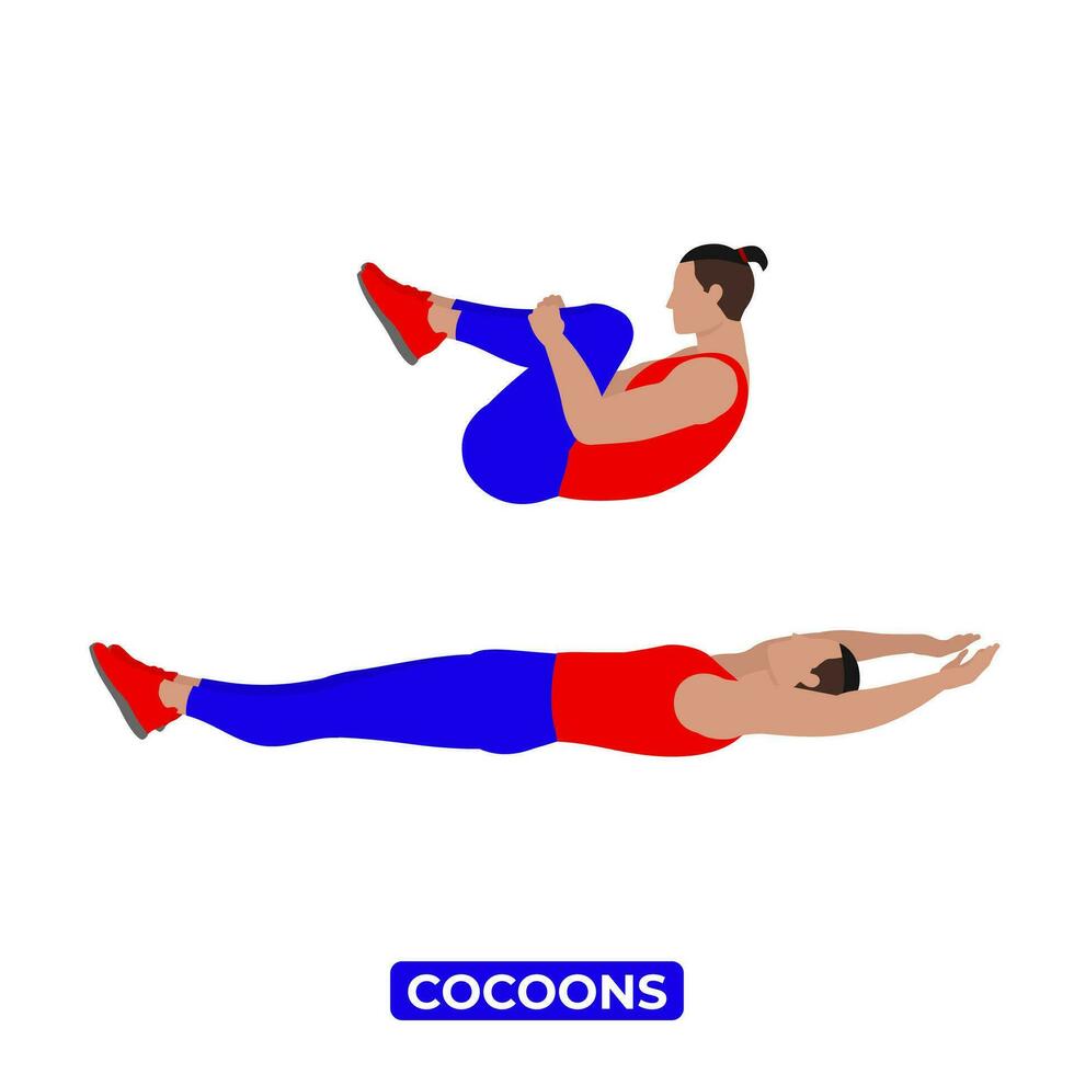 Vector Man Doing Cocoons. Bodyweight Fitness ABS and Core Workout Exercise. An Educational ...