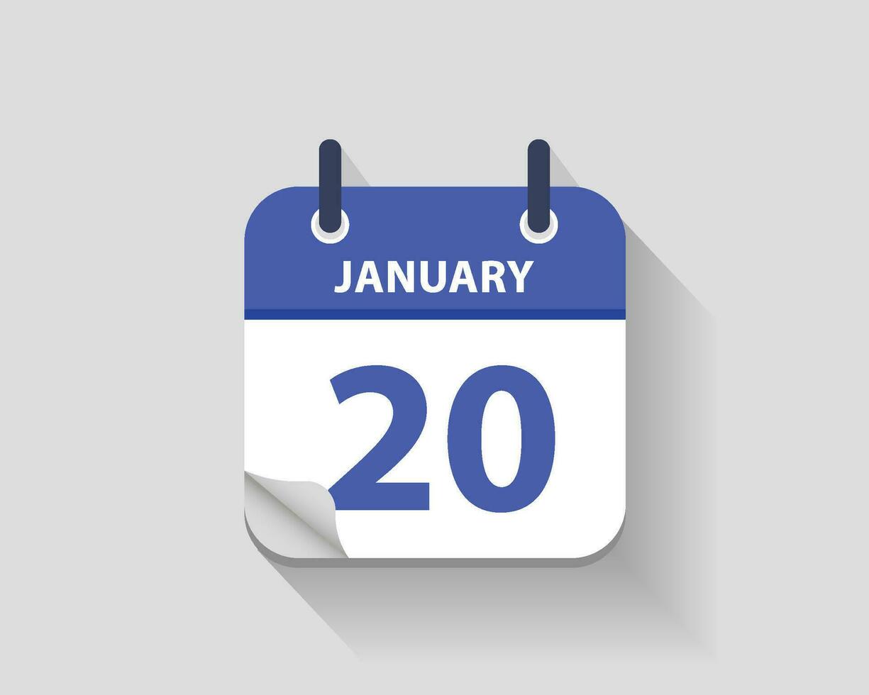 January 20. Vector flat daily calendar icon. Date and time, day, month ... January 20. Vector flat daily calendar icon. Date and time, day, month ...