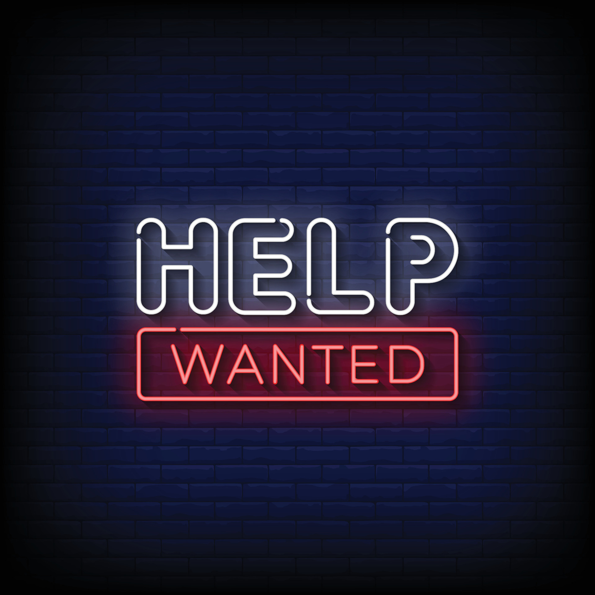 Neon Sign help wanted with brick wall background vector 29091776 Vector ... Neon Sign help wanted with brick wall background vector 29091776 Vector ...