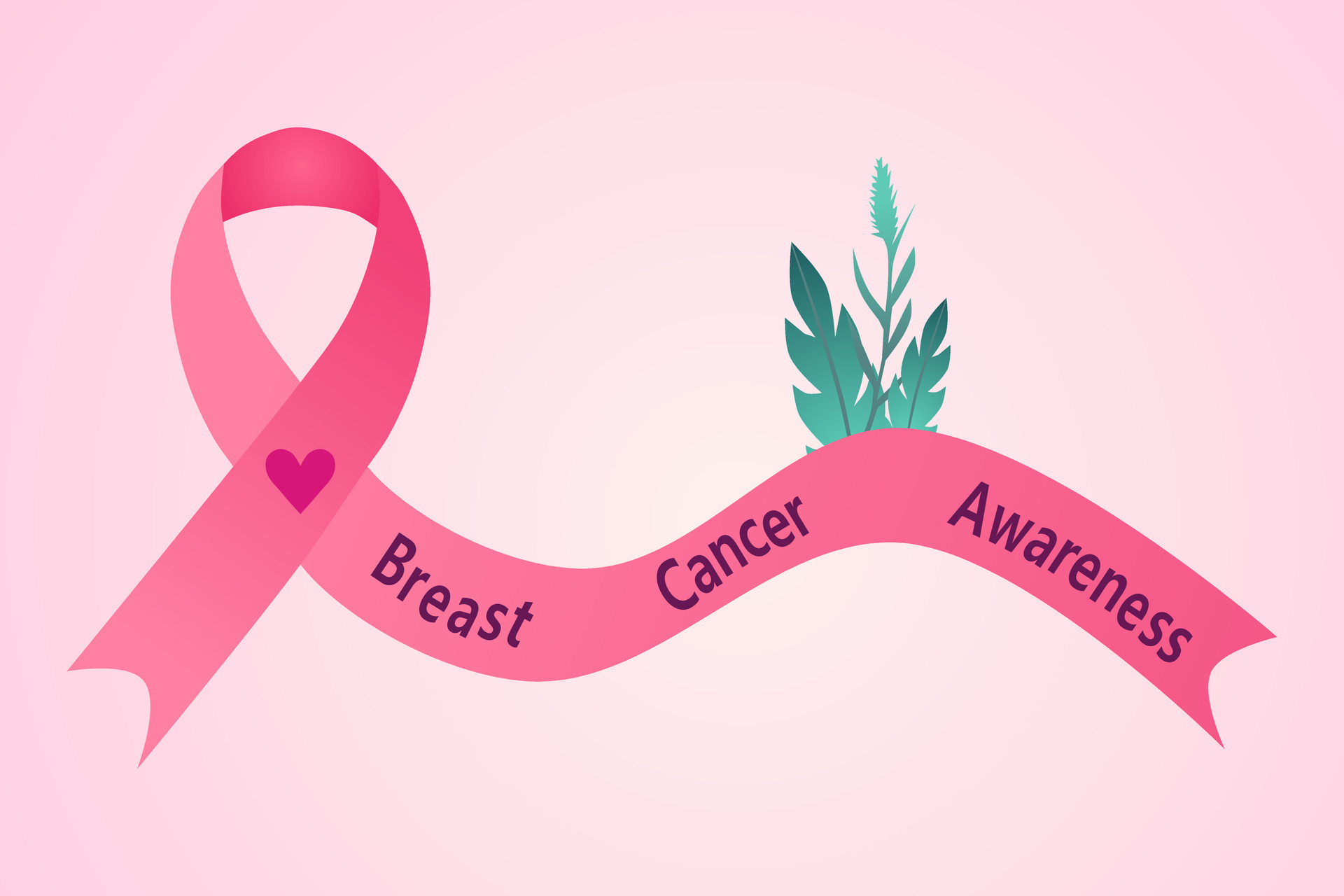 Breast Cancer Awareness Banner Illustration Pink Ribbon And Green