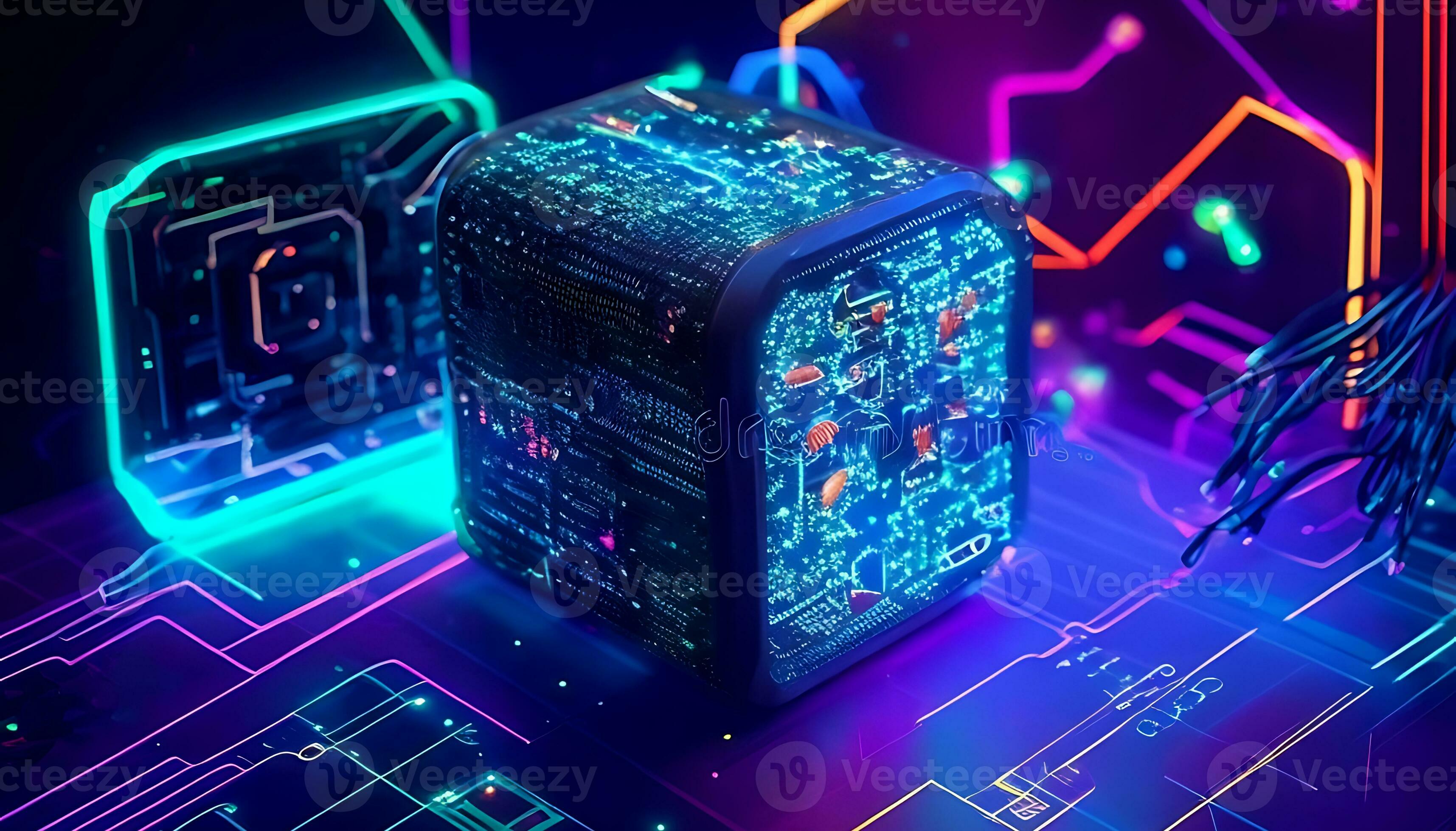 Communication technology and cyber security Background with generative ...