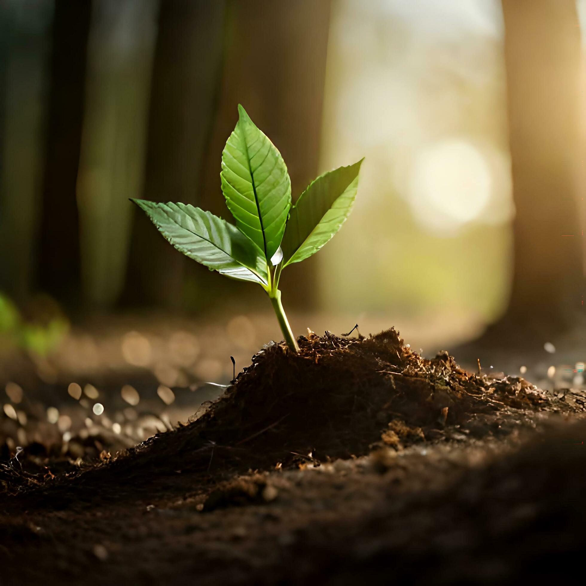 Growing plant tree in neutral background Close-Up of Fresh Green nature ...