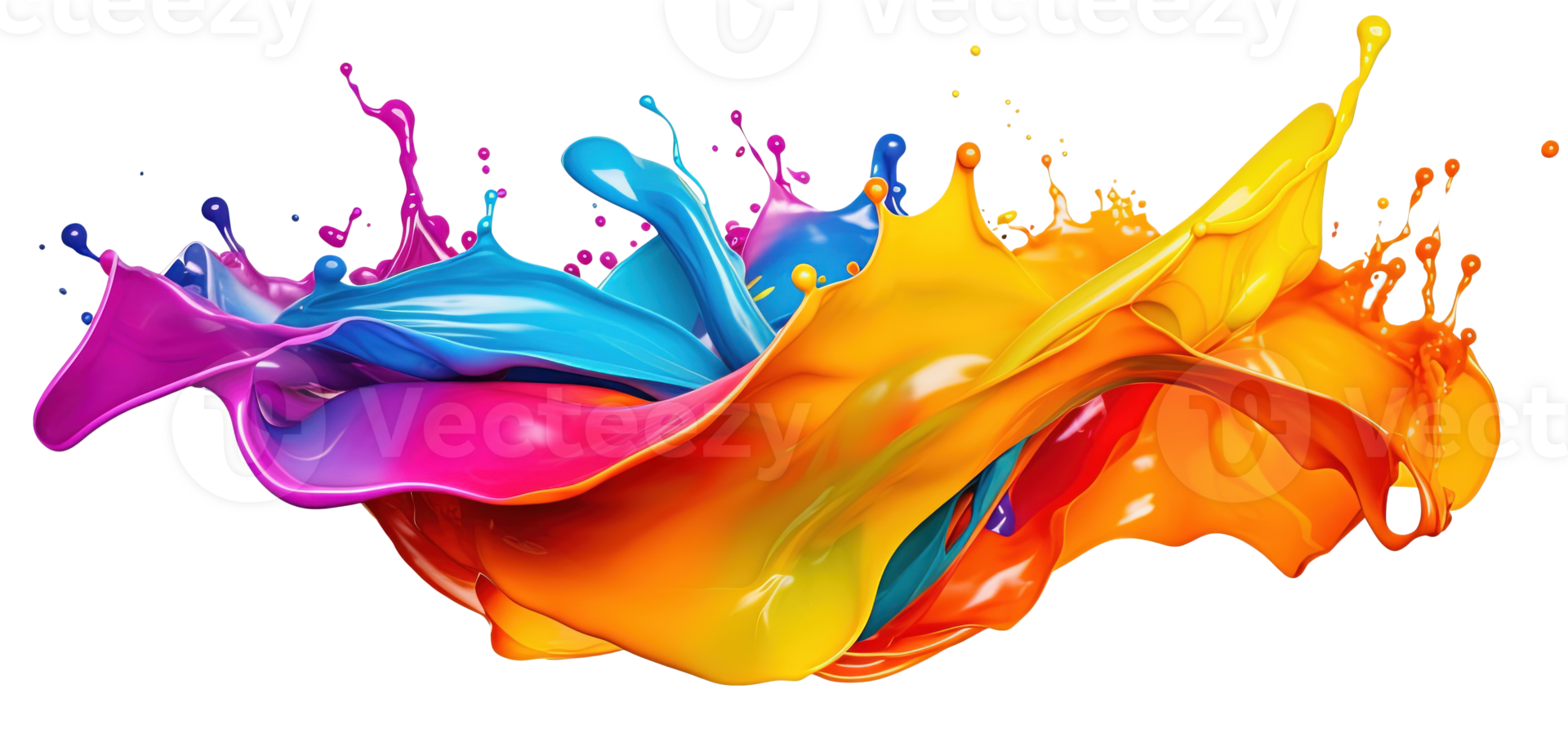 AI Generative. Colorful paint 3d splash. Isolated element on the transparent background. High ...