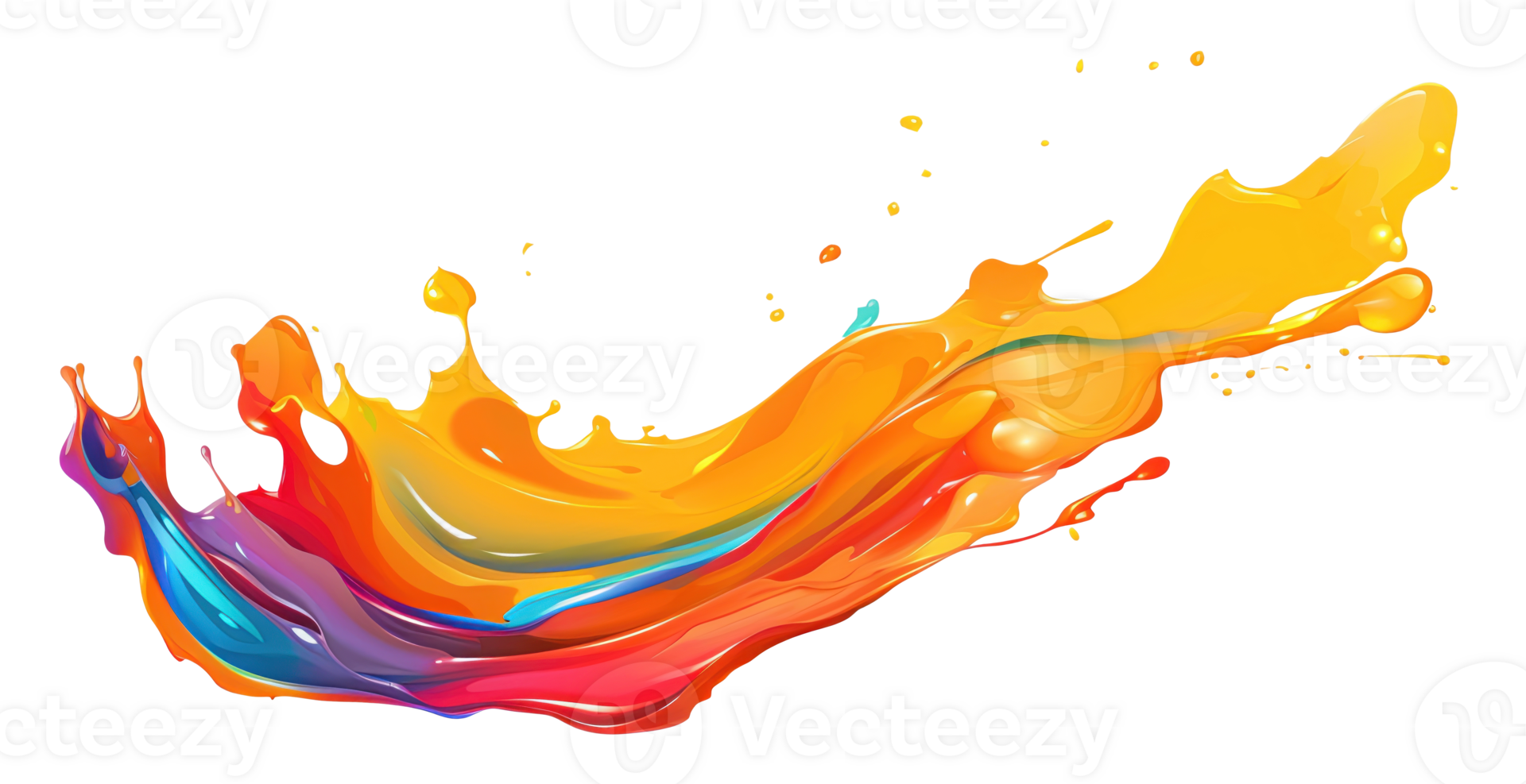 AI Generative. Colorful paint 3d splash. Isolated element on the transparent background. High ...