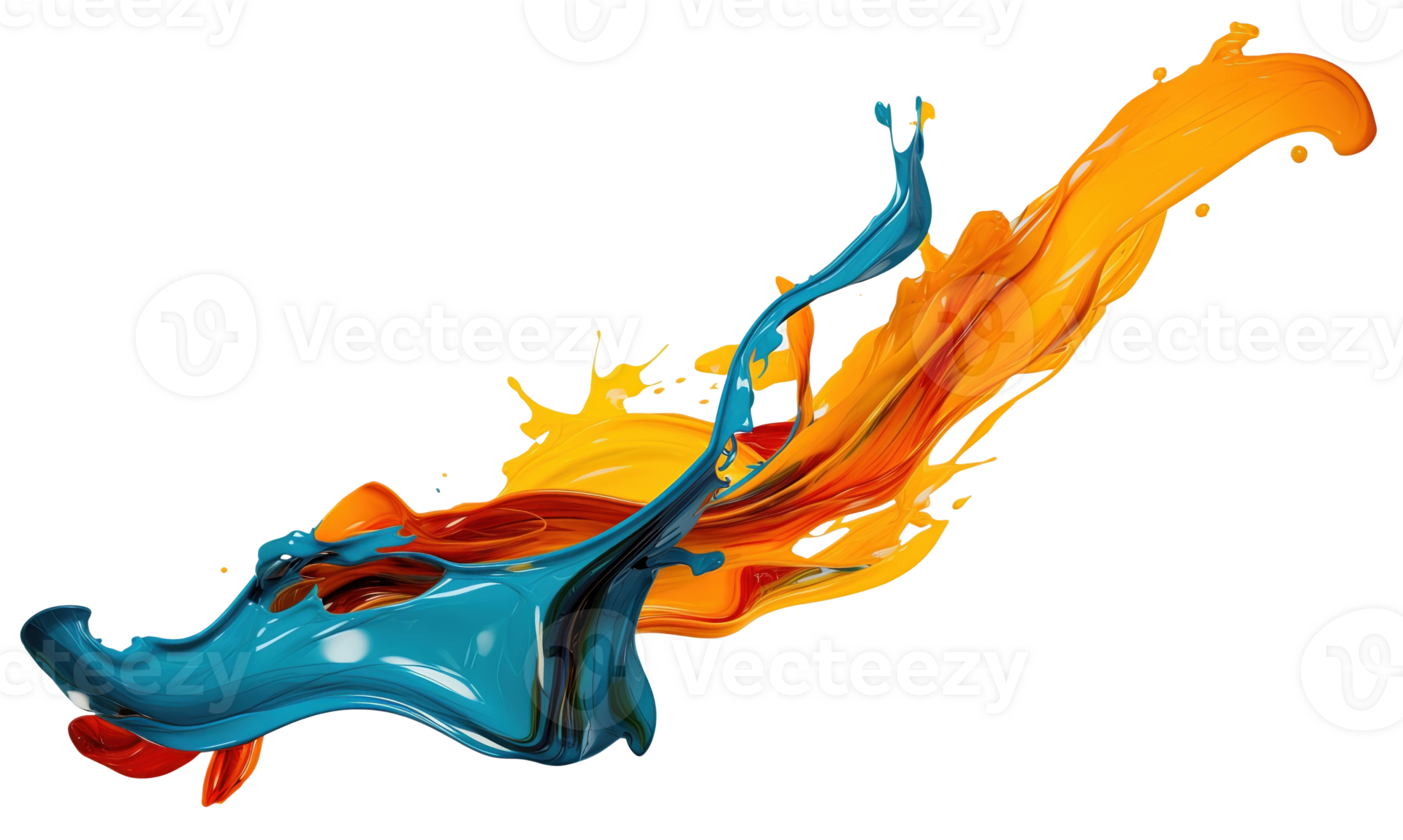 AI Generative. colorful paint 3d splash. Isolated element on the transparent background. High ...