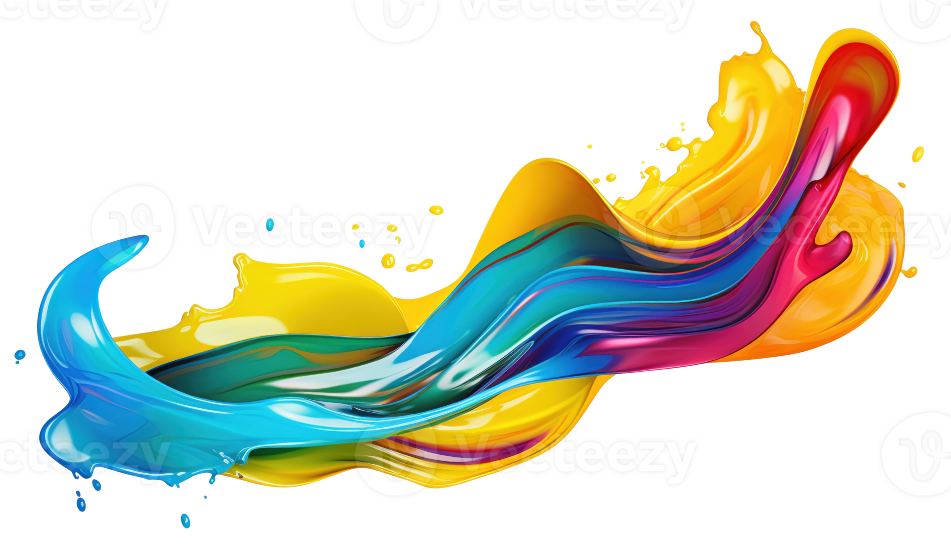 AI Generative. Colorful paint 3d splash. Isolated element on the transparent background. High ...