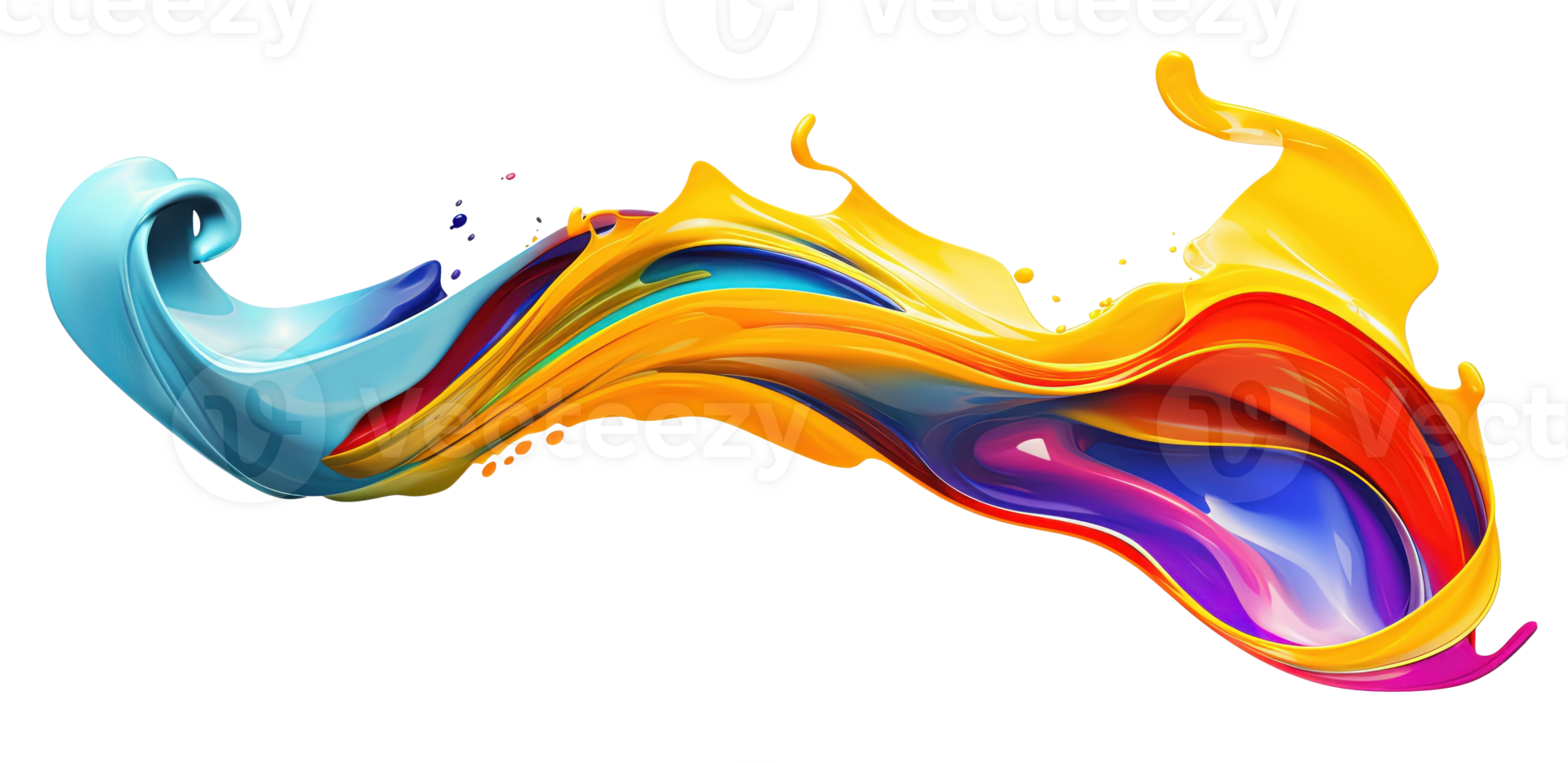 AI Generative. colorful paint 3d splash. Isolated element on the transparent background. High ...