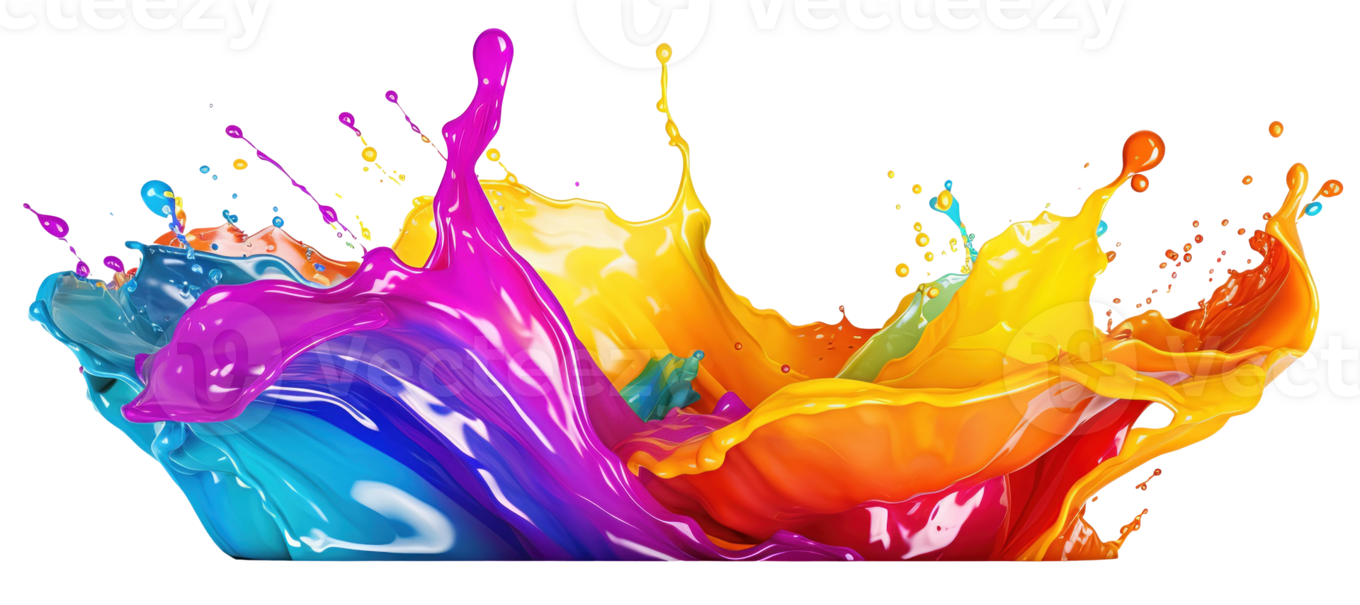 AI Generative. Colorful paint 3d splash. Isolated element on the transparent background. High ...