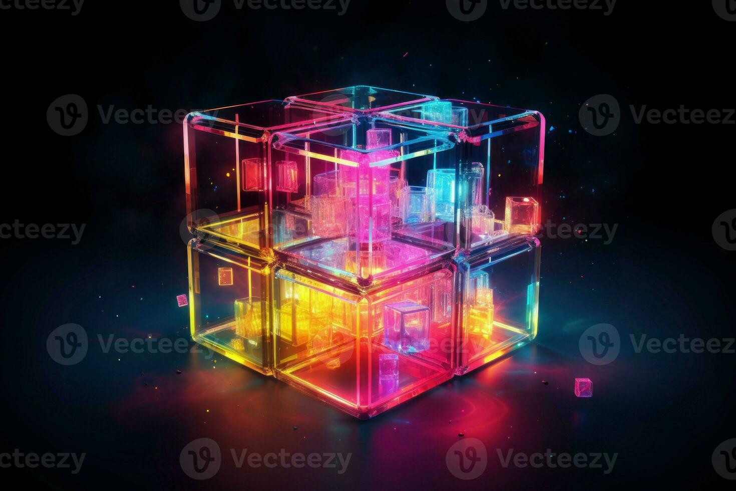 Glowing abstract neon cube. Generate Ai 29103937 Stock Photo at Vecteezy Glowing abstract neon cube. Generate Ai 29103937 Stock Photo at Vecteezy