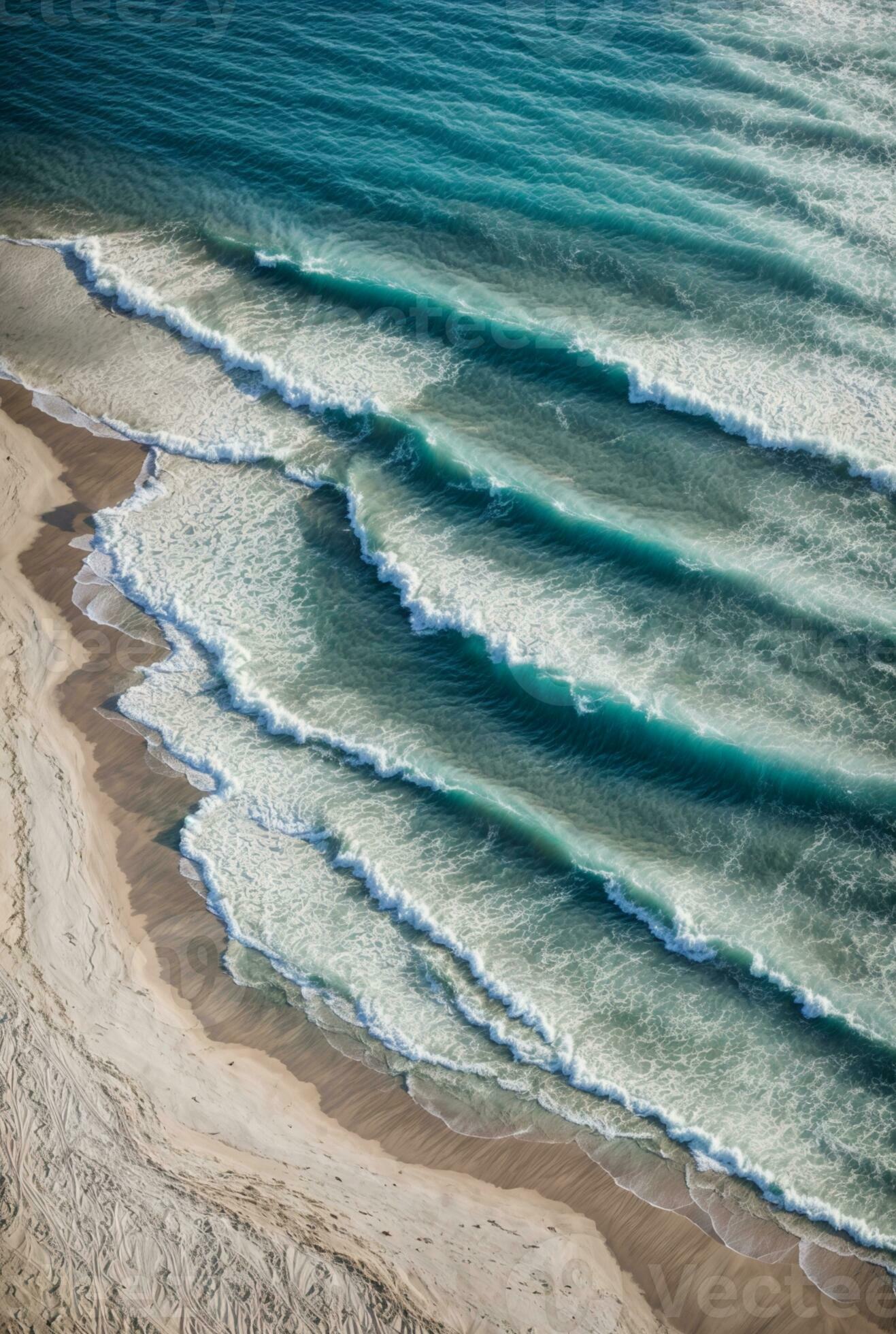 beautiful sandy beach and soft blue ocean wave. AI generated 29108820 ...