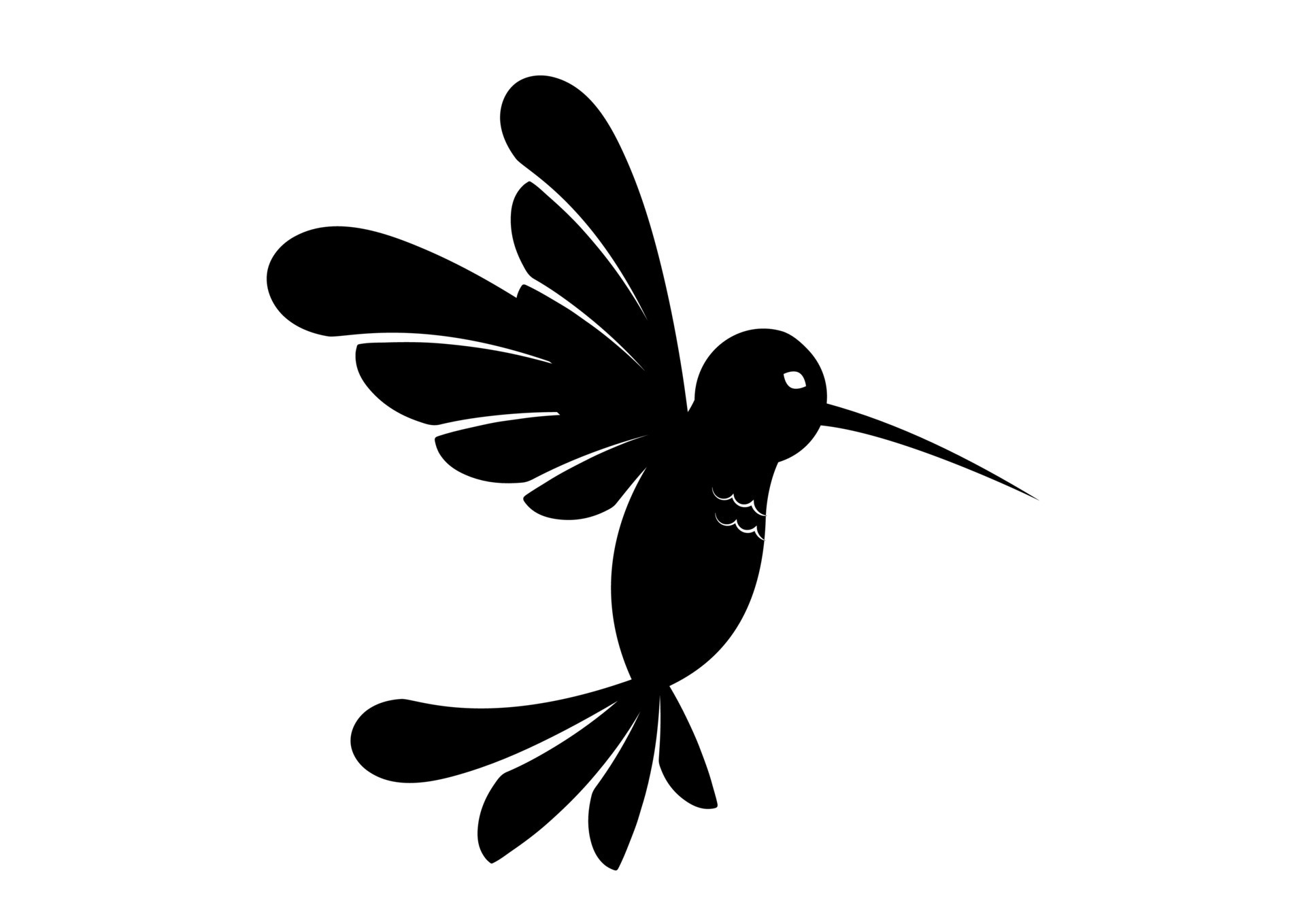 Hummingbird Silhouette Vector A Flying Hummingbird In Silhouette Side