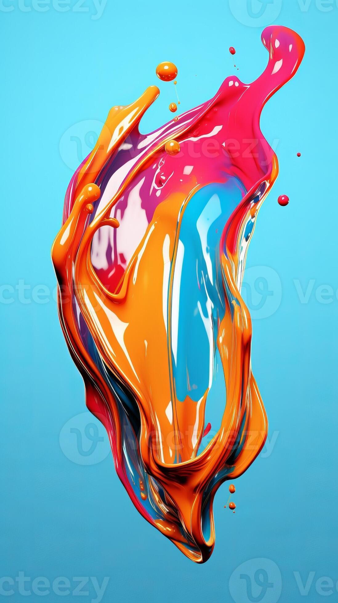 colorful paint 3d splash. Isolated element on the transparent background. High quality ...