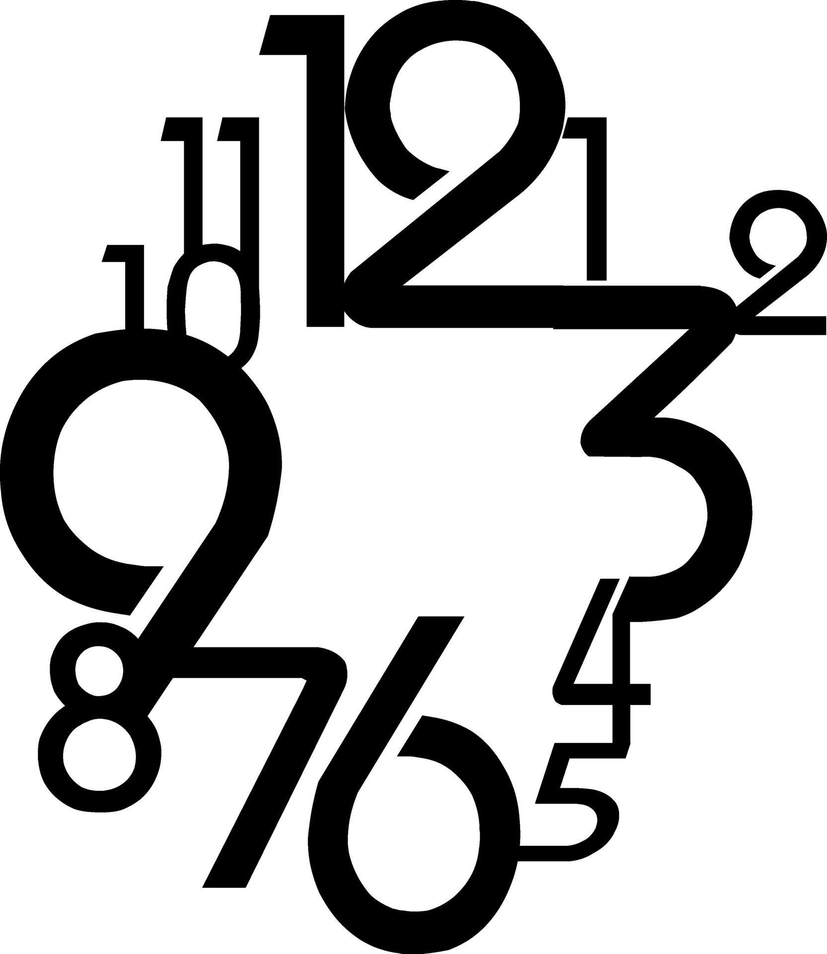 Modern Round Composition Of Blue Numbers 1 2 3 4 5 6 7 8 9 10 11 1 12