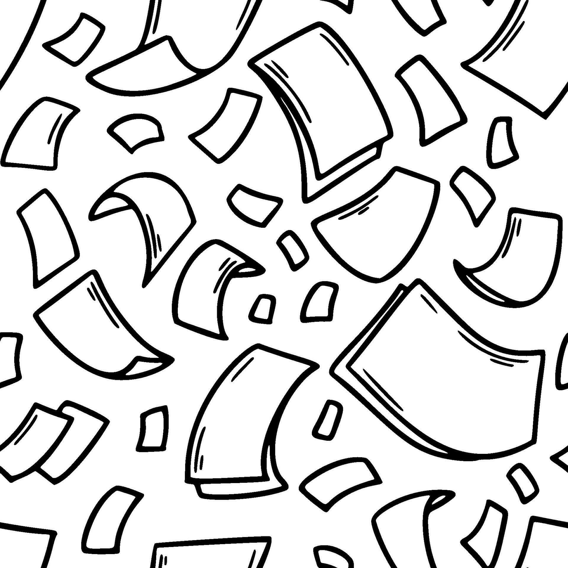 Flying Paper Sheets Seamless Pattern In Doodle Style Hand Drawn Blank