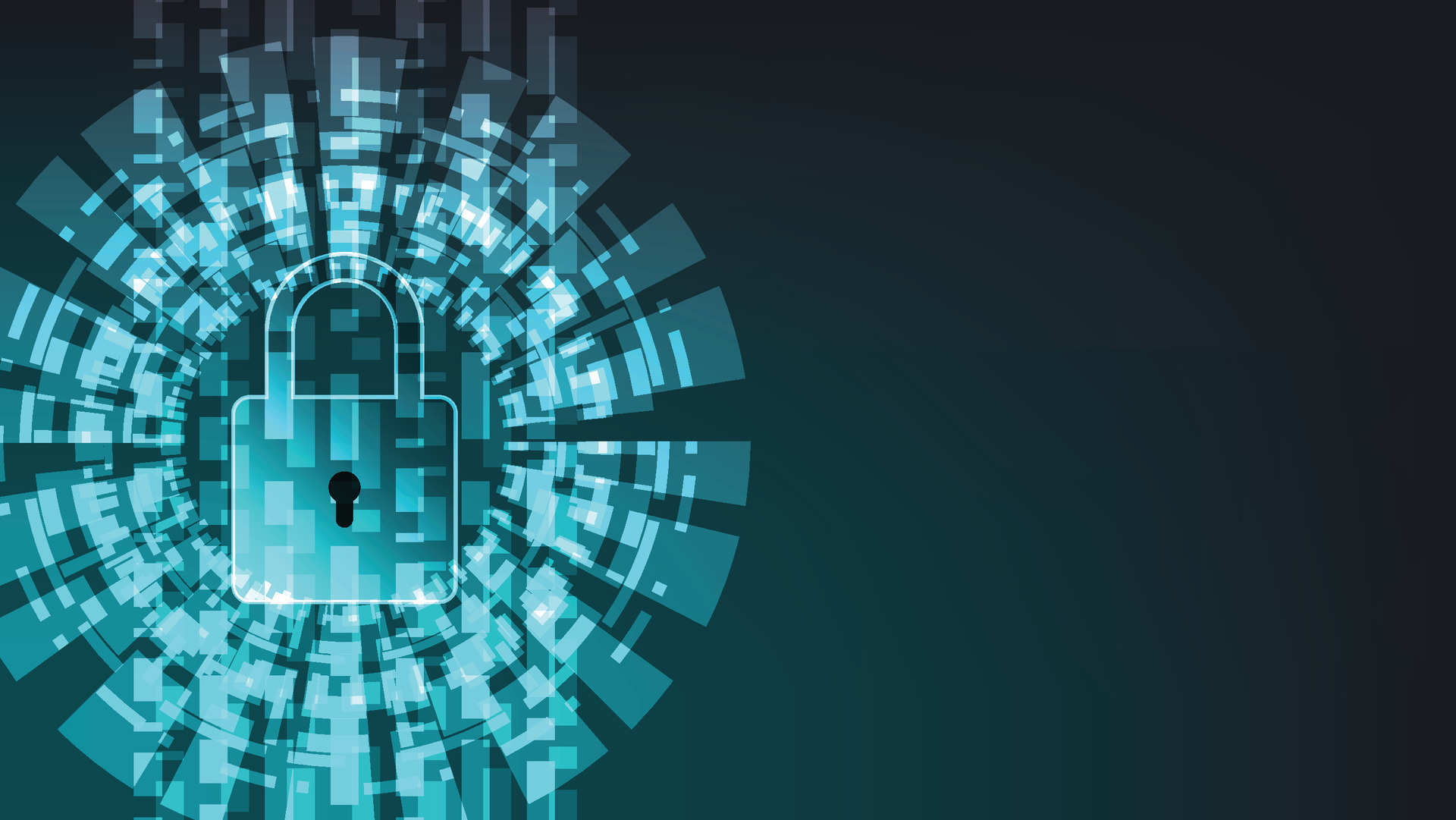 Digital Padlock With Virtual Screen On Dark Green Background Cyber Security Technology For