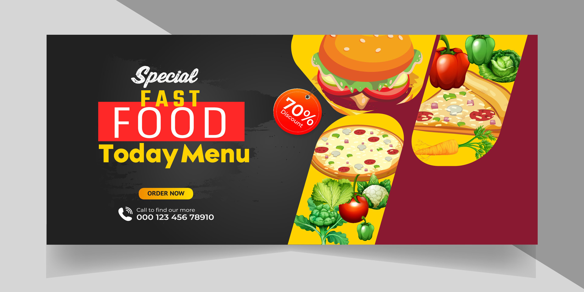 Delicious Fast Food Pizza banner with social media post template Banner ... Delicious Fast Food Pizza banner with social media post template Banner ...