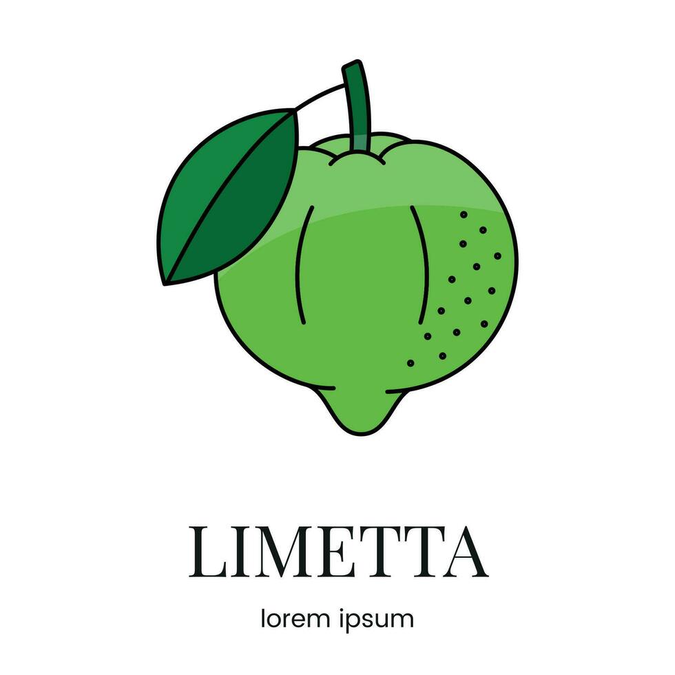 Limetta Citrus Fruit Line Icon In Vector To Indicate On Food Packaging About The Presence Of