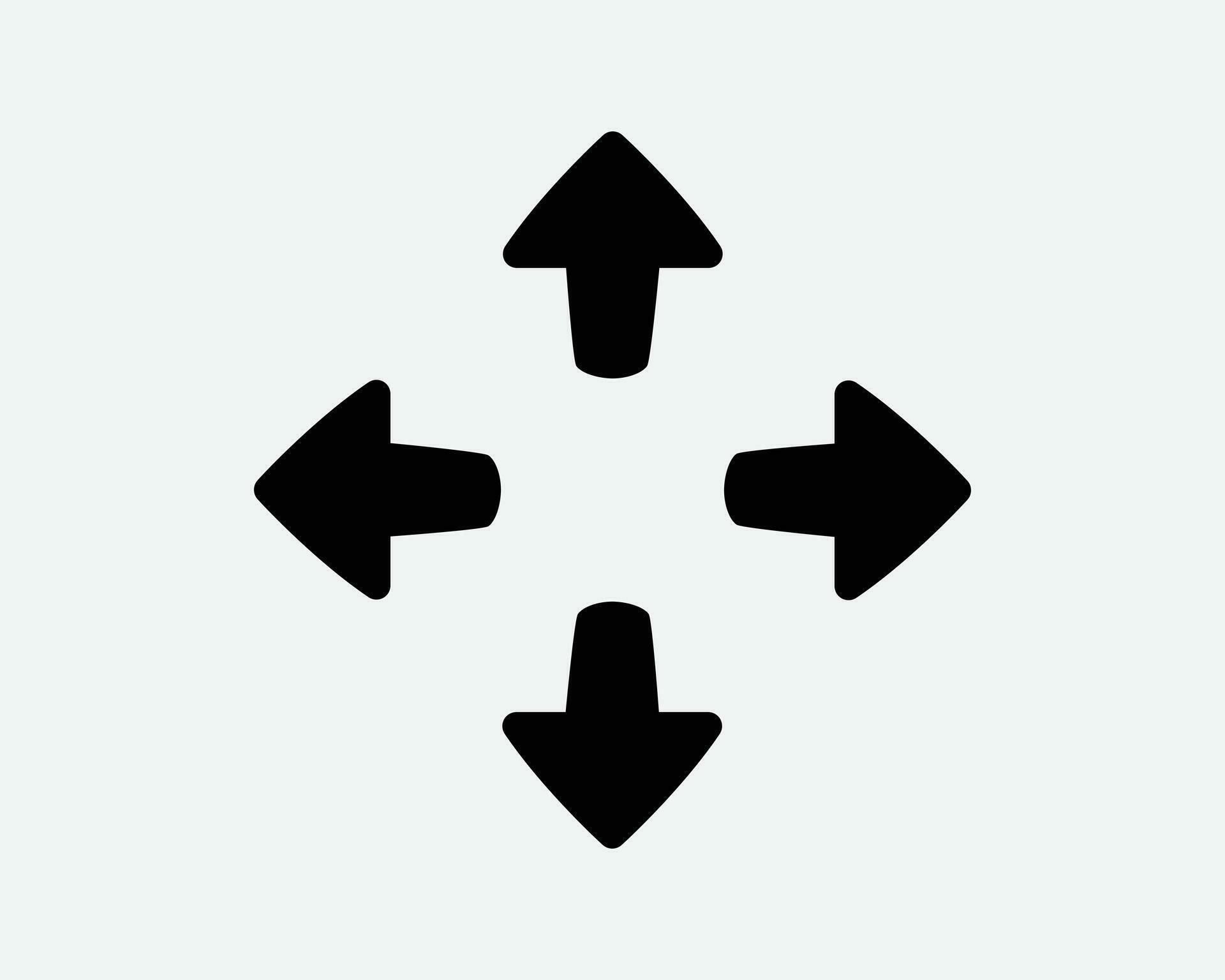 Four Arrows Pointing Out Icon Zoom In 4 Way Arrow Direction Center ...