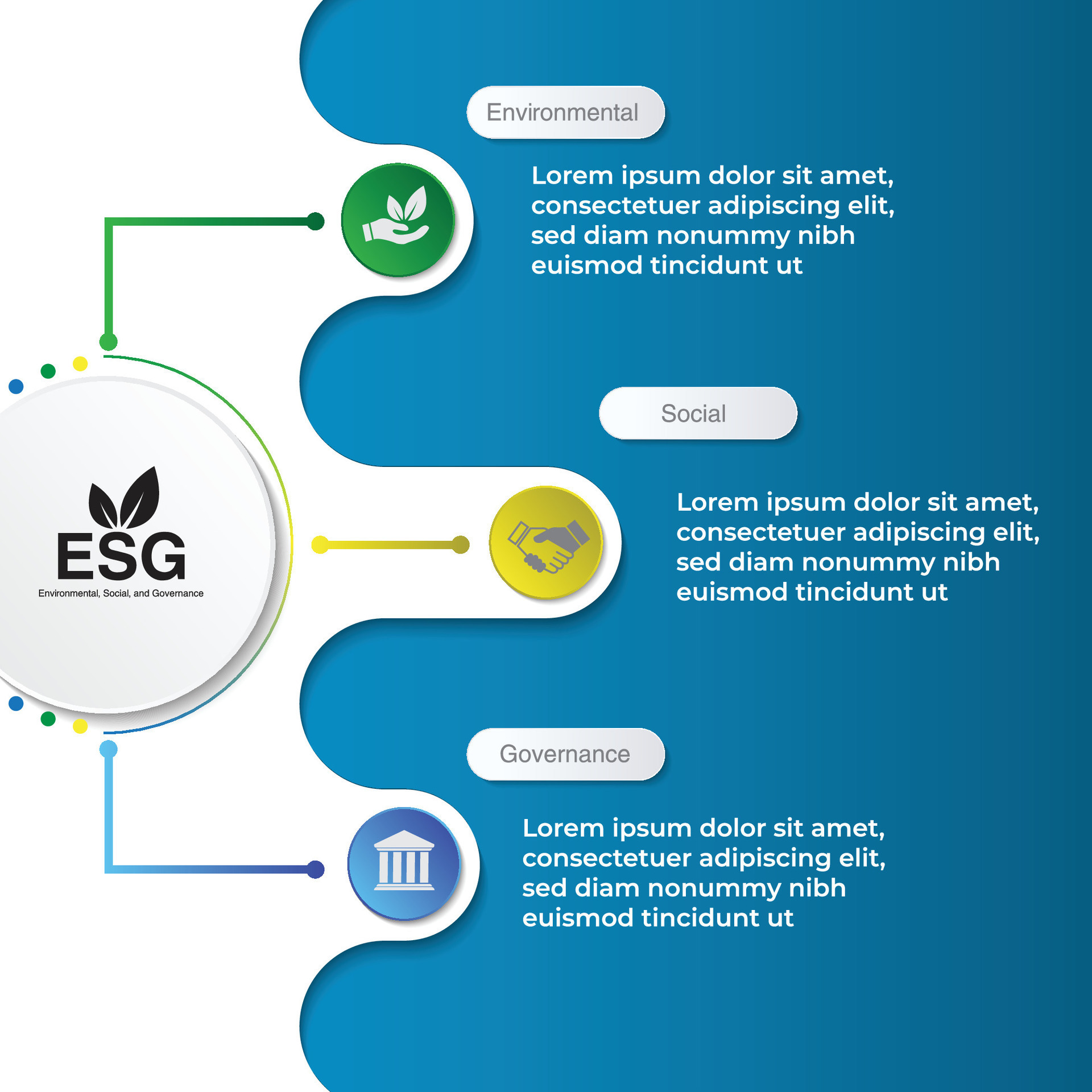 Business data visualization. Process chart. diagram with steps. ESG ...