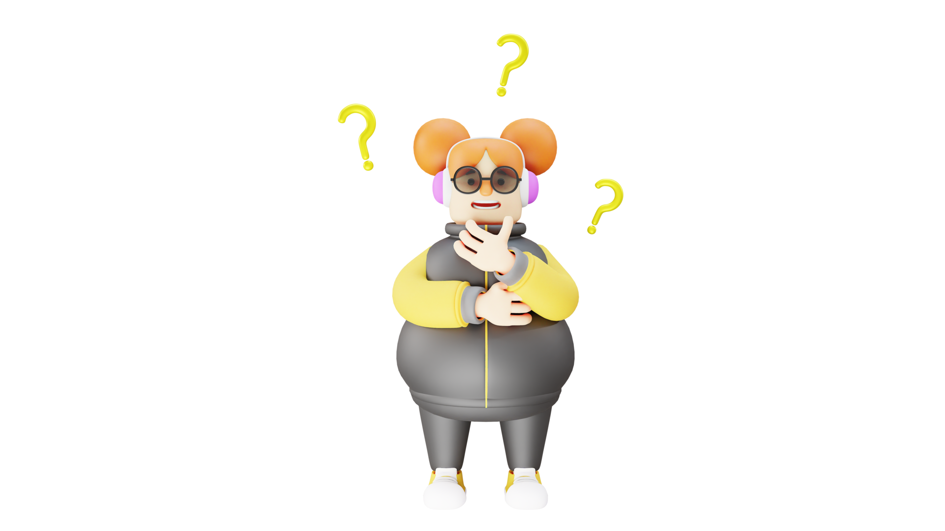 3d Illustration Adorable Girl 3d Cartoon Character Girl Wearing Pink Headphones The Girl Who