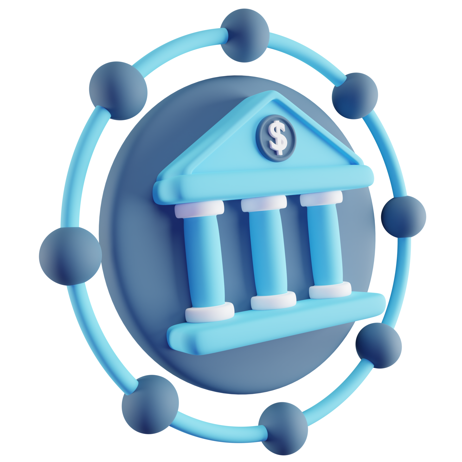 3D Illustration of Blue Bank Network 29145653 PNG