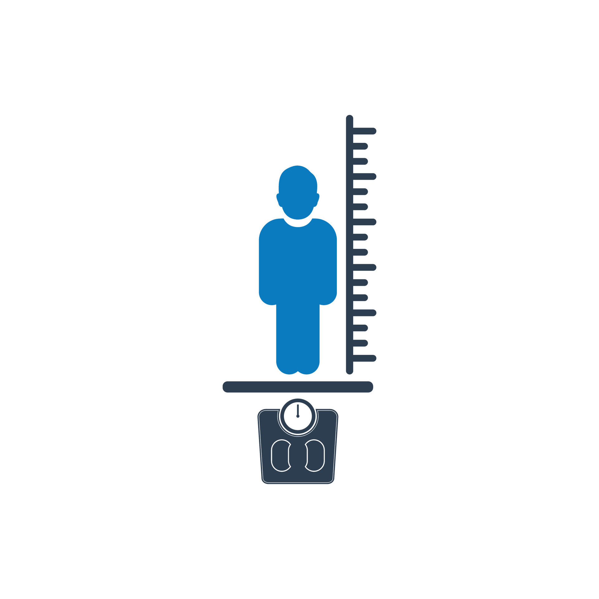 Body Mass Index Bmi Icon With Man Weight And Height Scale Symbols Editable Flat Vector