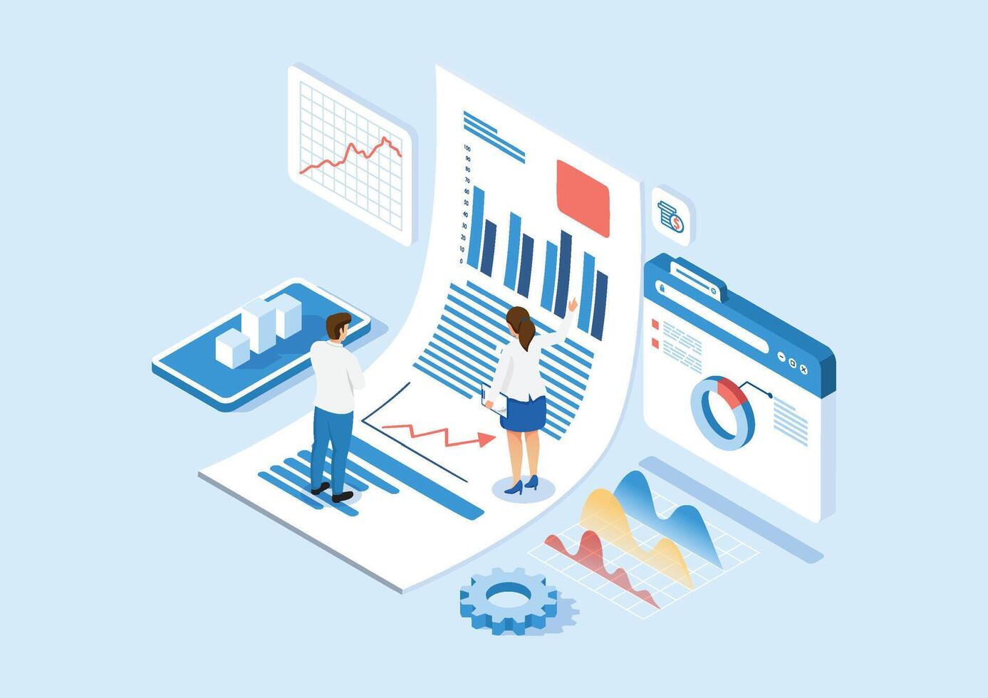 personas caracteres trabajando con datos análisis, negocio estadística ...