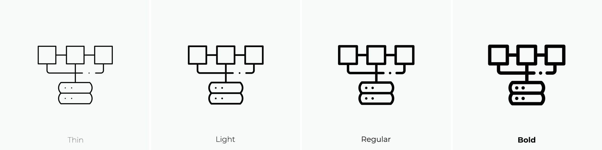 structured data icon. Thin, Light, Regular And Bold style design ...