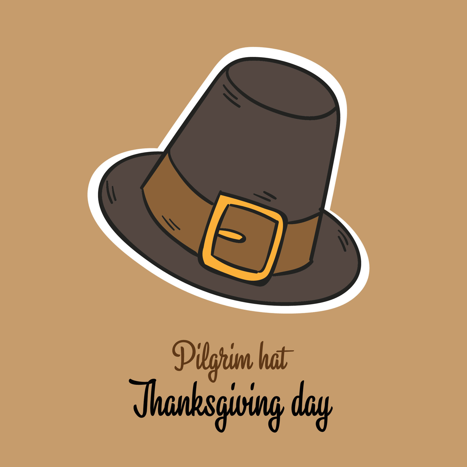 Pilgrim hat hand drawn illustration for Thanksgiving day 29155088 ...
