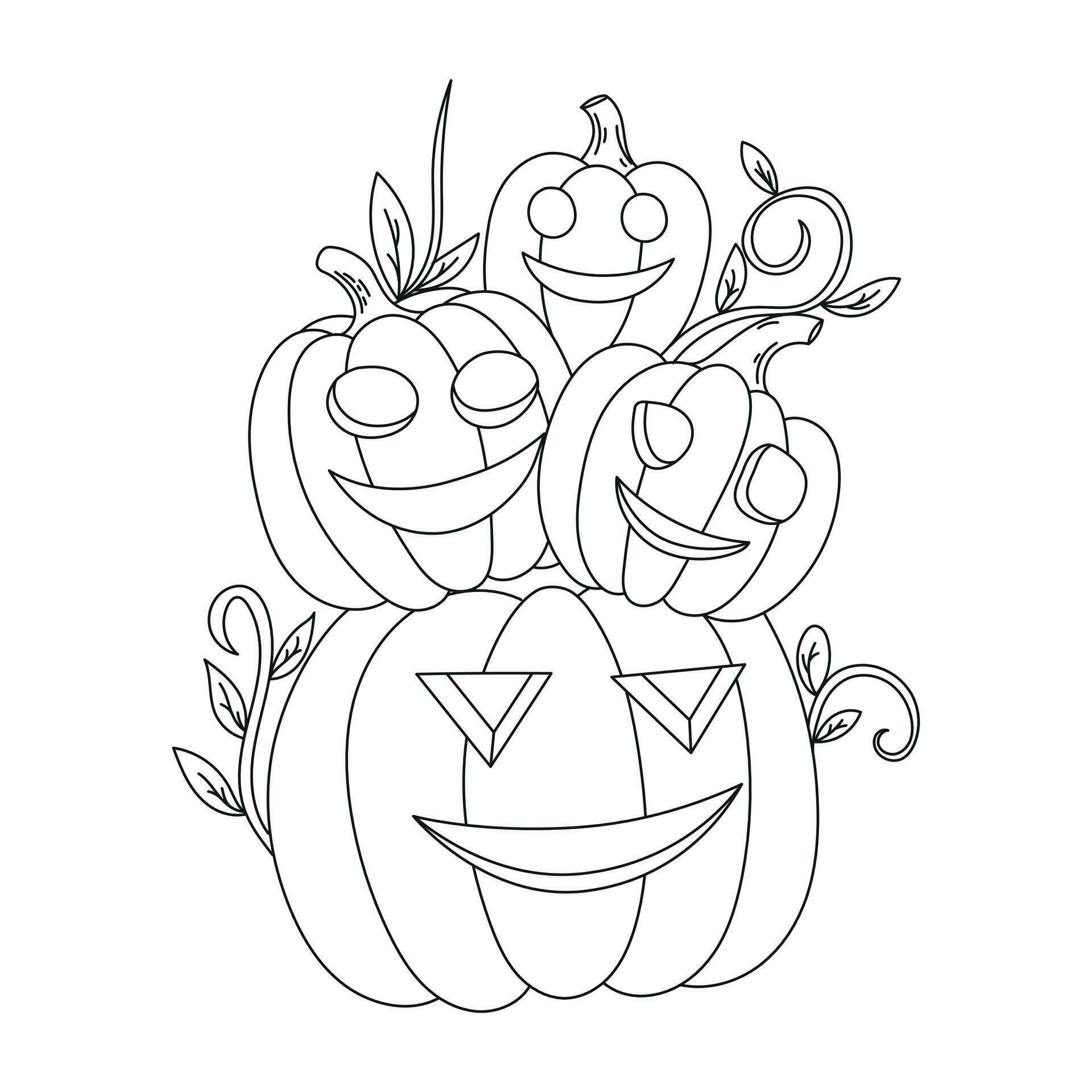 Halloween Pumpkin Outline Illustration for Coloring Book 29155264 ...