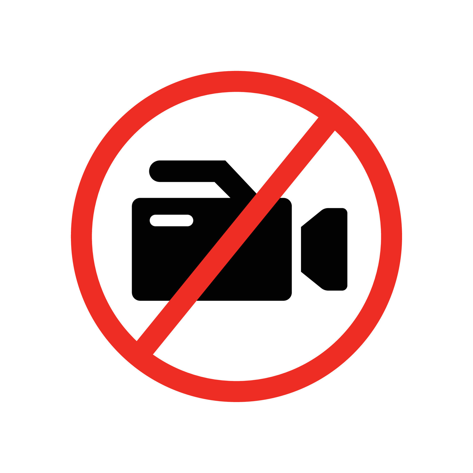 Prohibition no video recording icon. record not allowed. No ...