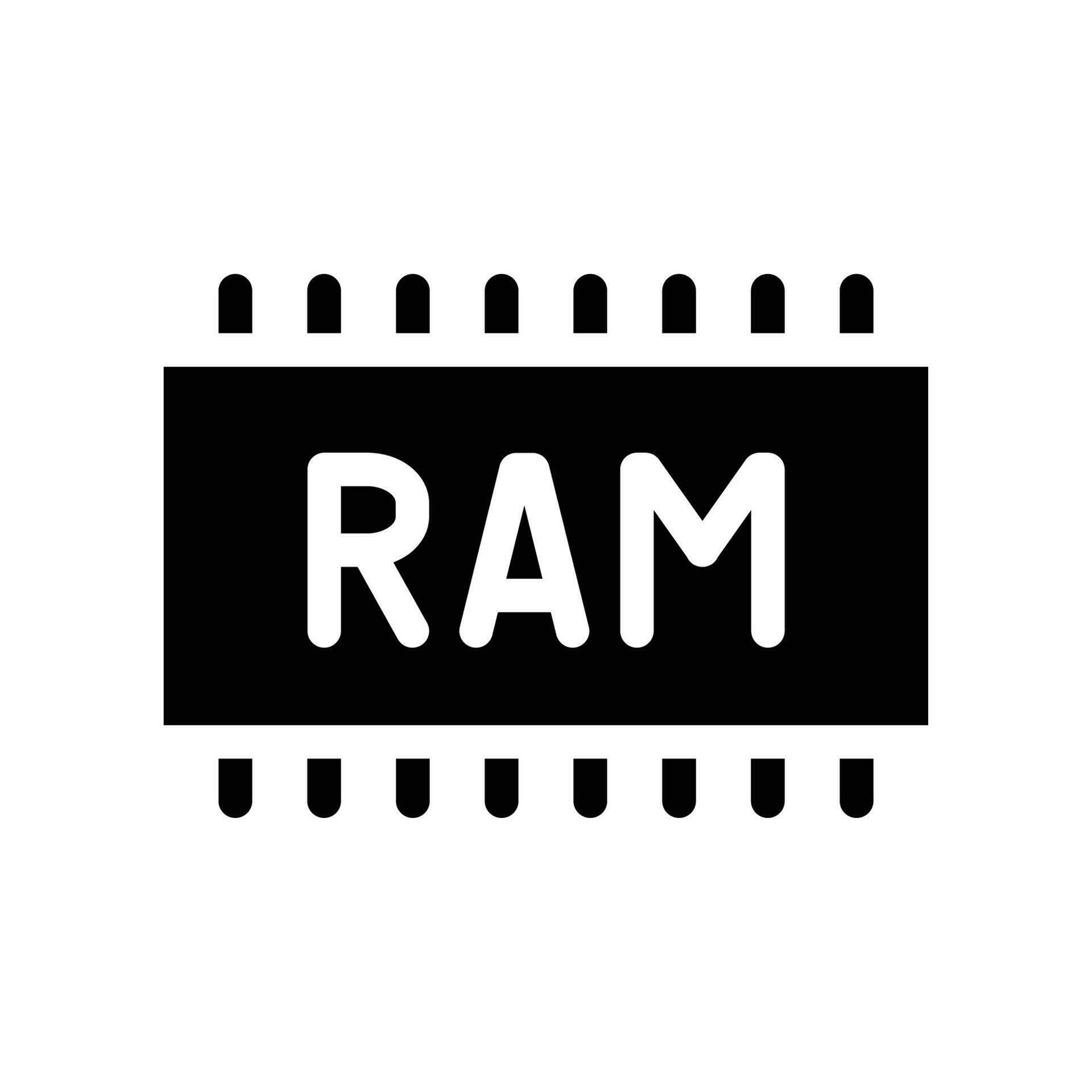 RAM, memory solid icon. Smart phone and computer RAM for mobile concept and web design. memory ...