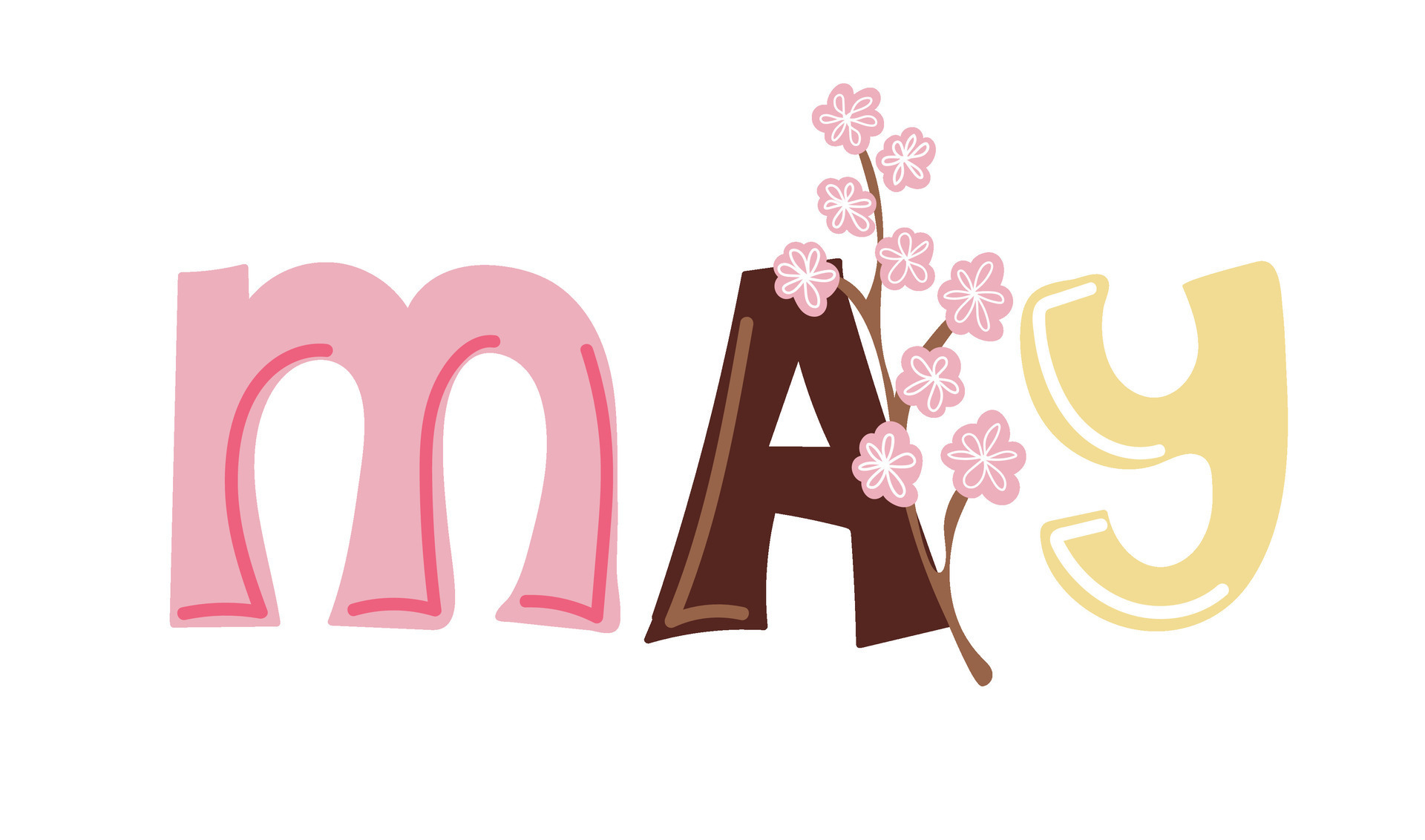 Month of May. Text with cherry blossom 29160528 Vector Art at Vecteezy