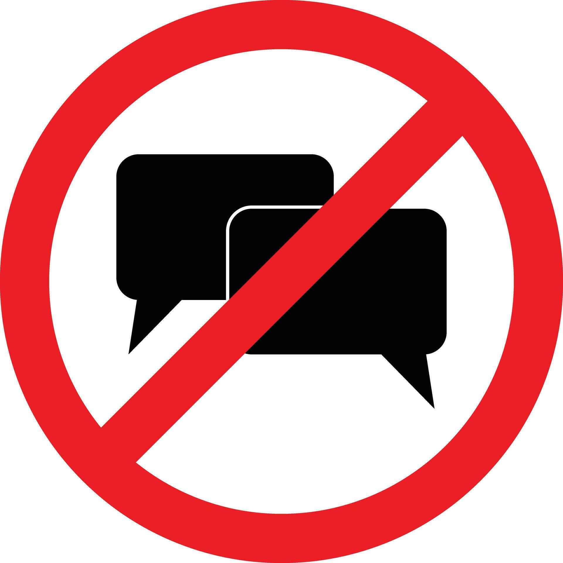 No talking sign . Stop talking sign . No chat icon . Vector ...