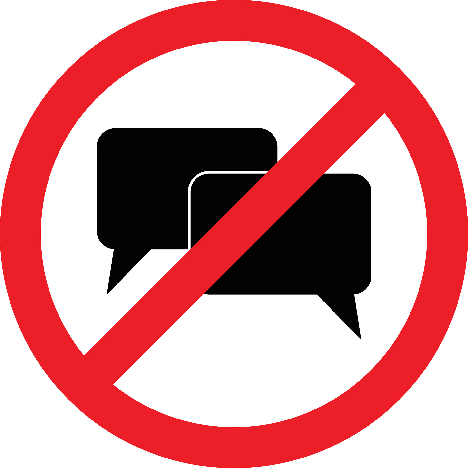 No talking sign . Stop talking sign . No chat icon . Vector ...