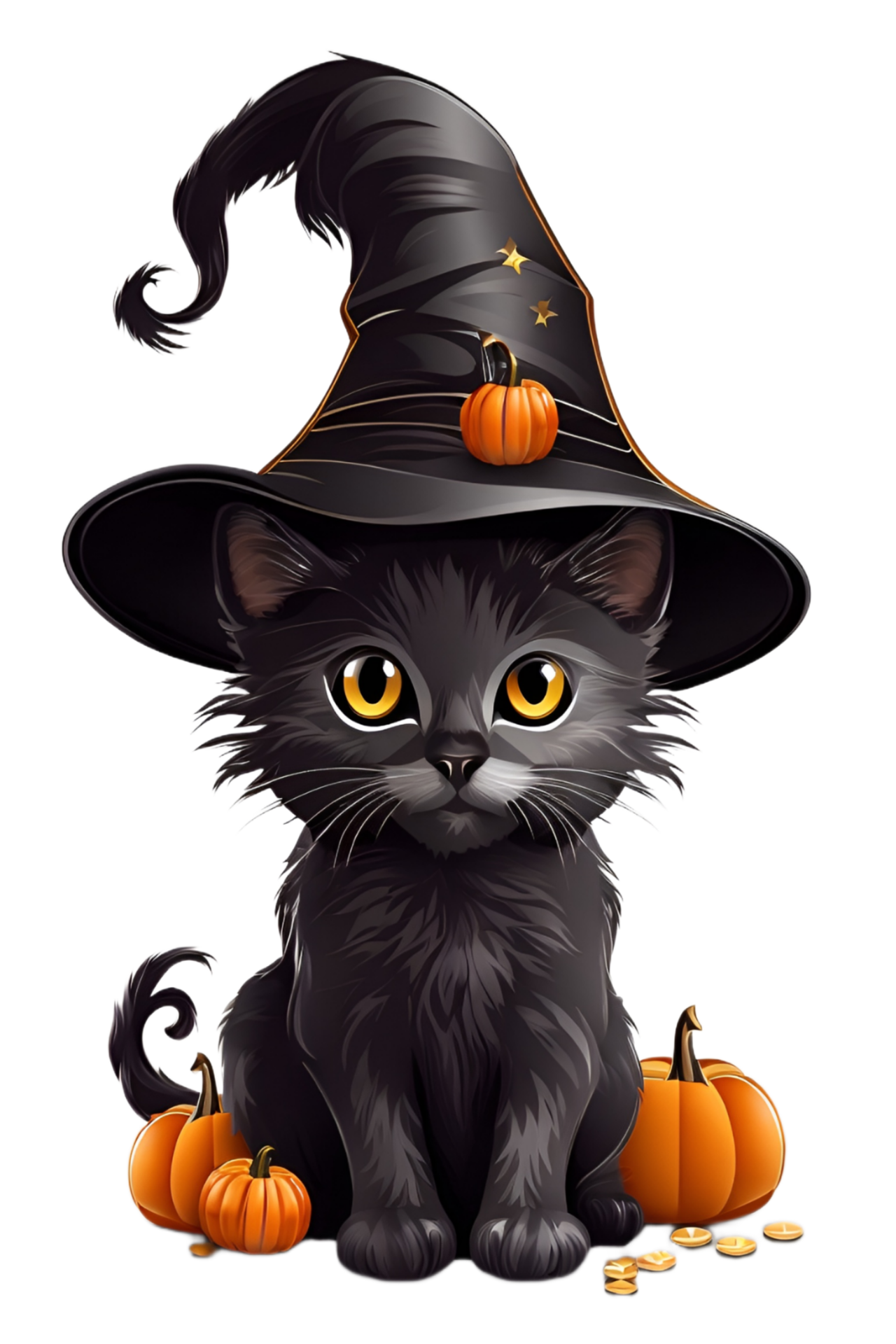 Witch Black Cat Halloween PNG image Transparent Background Ai ...